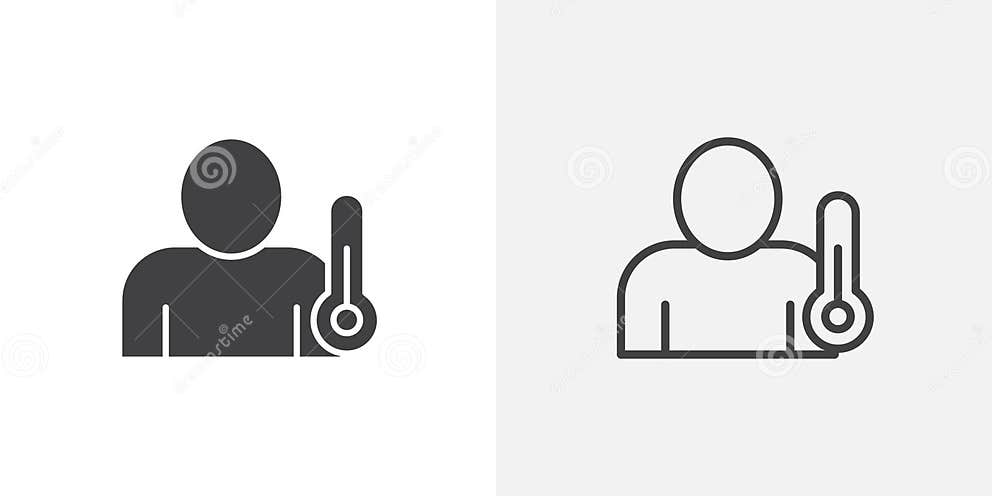 Body Temperature Thin Line Vector Icon Set Stock Vector - Illustration ...