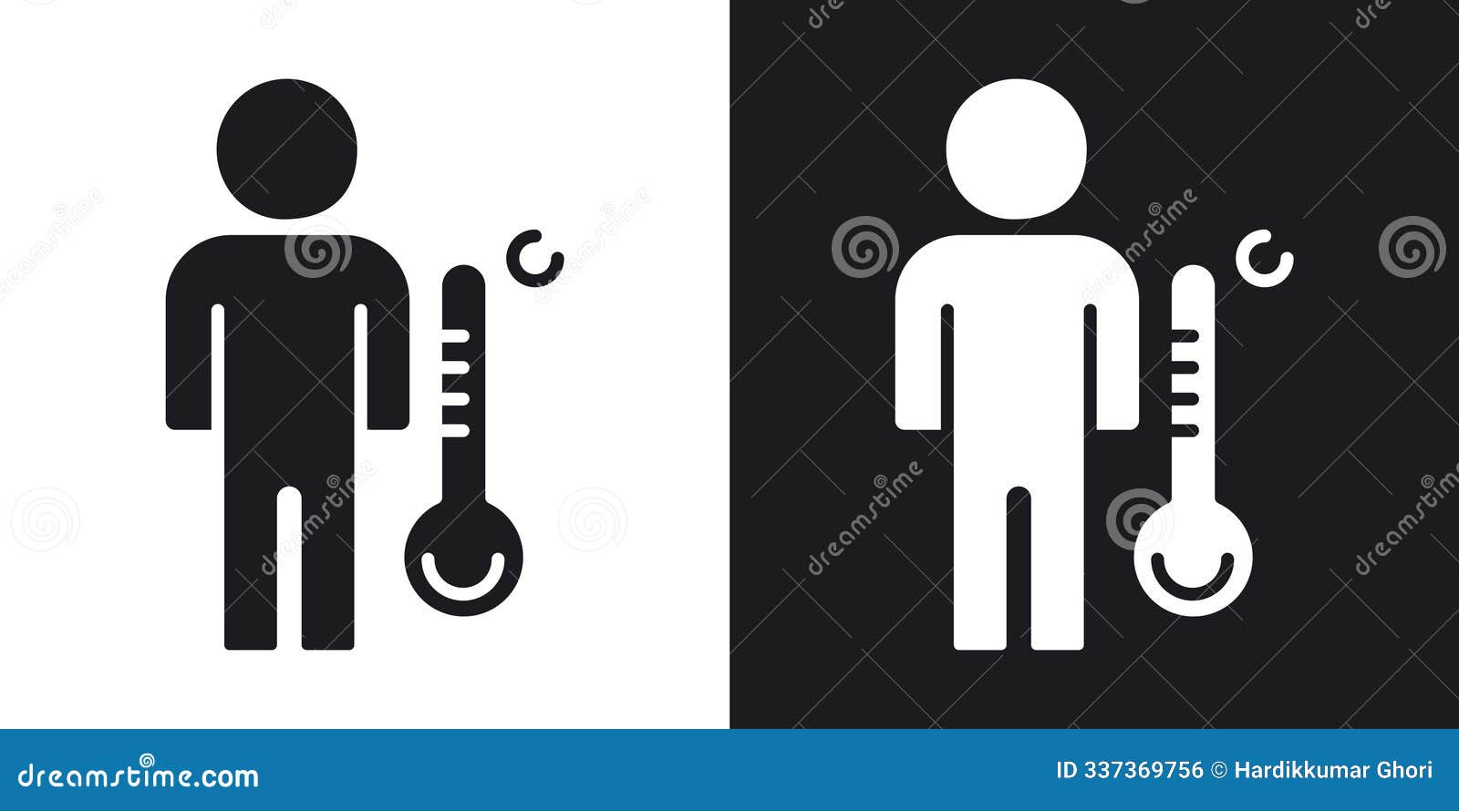 Body Temperature Thin Line Vector Icon Set Stock Vector - Illustration ...
