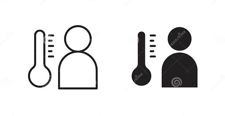 Body Temperature Thin Line Vector Icon Set Stock Vector - Illustration ...