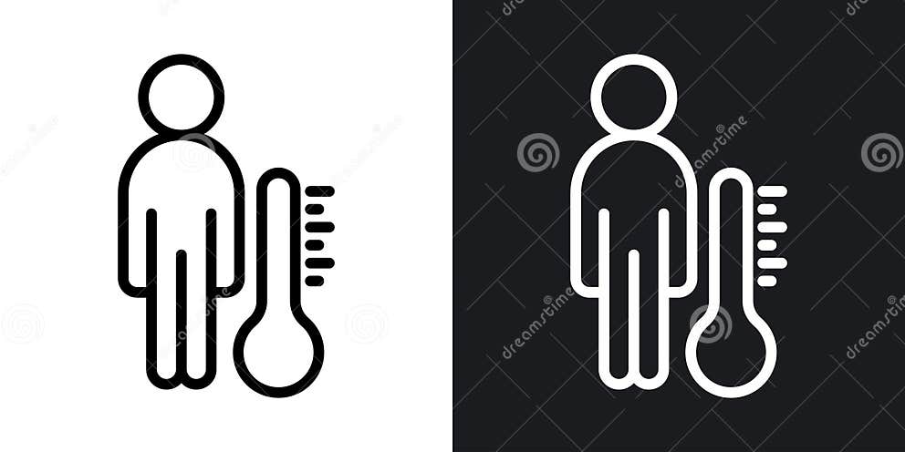 Body Temperature Thin Line Vector Icon Set Stock Vector - Illustration ...