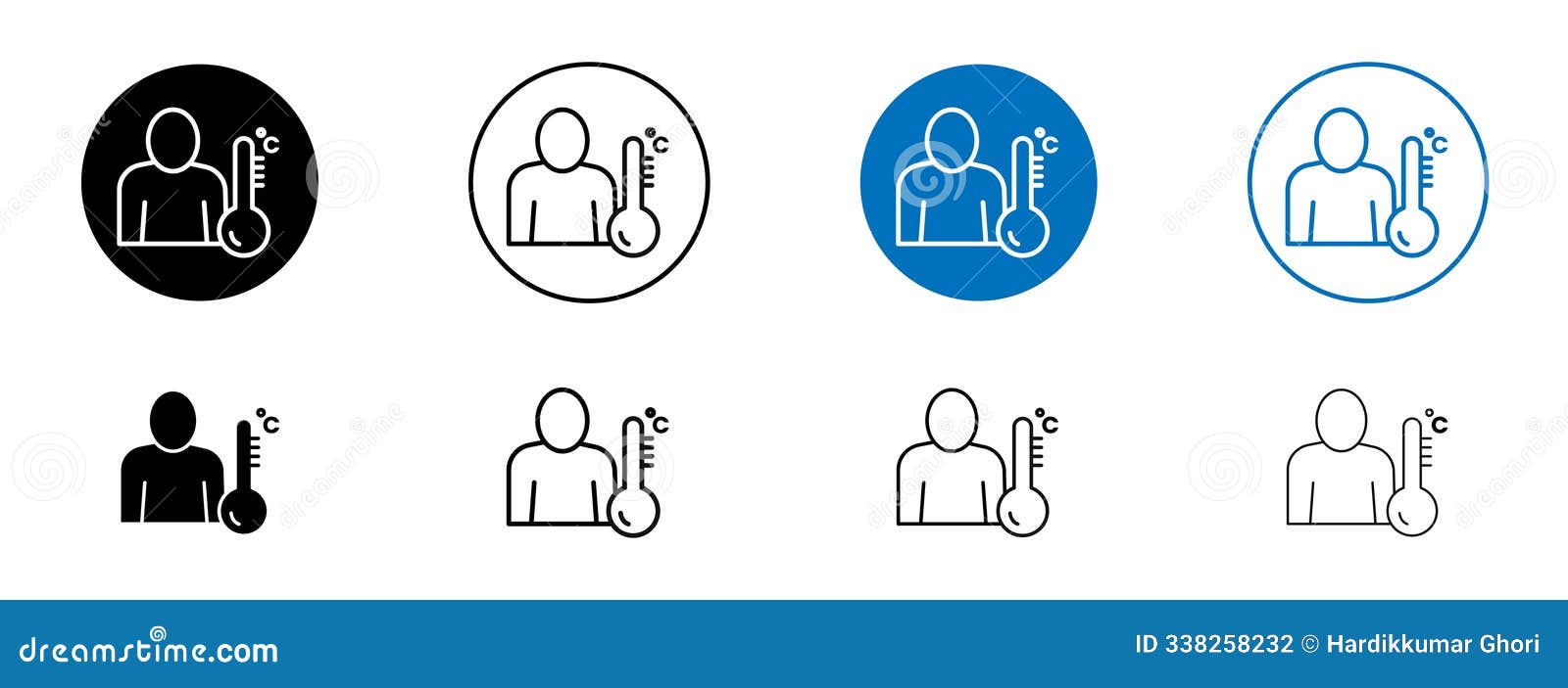 Body Temperature Thin Line Vector Icon Set Stock Vector - Illustration ...