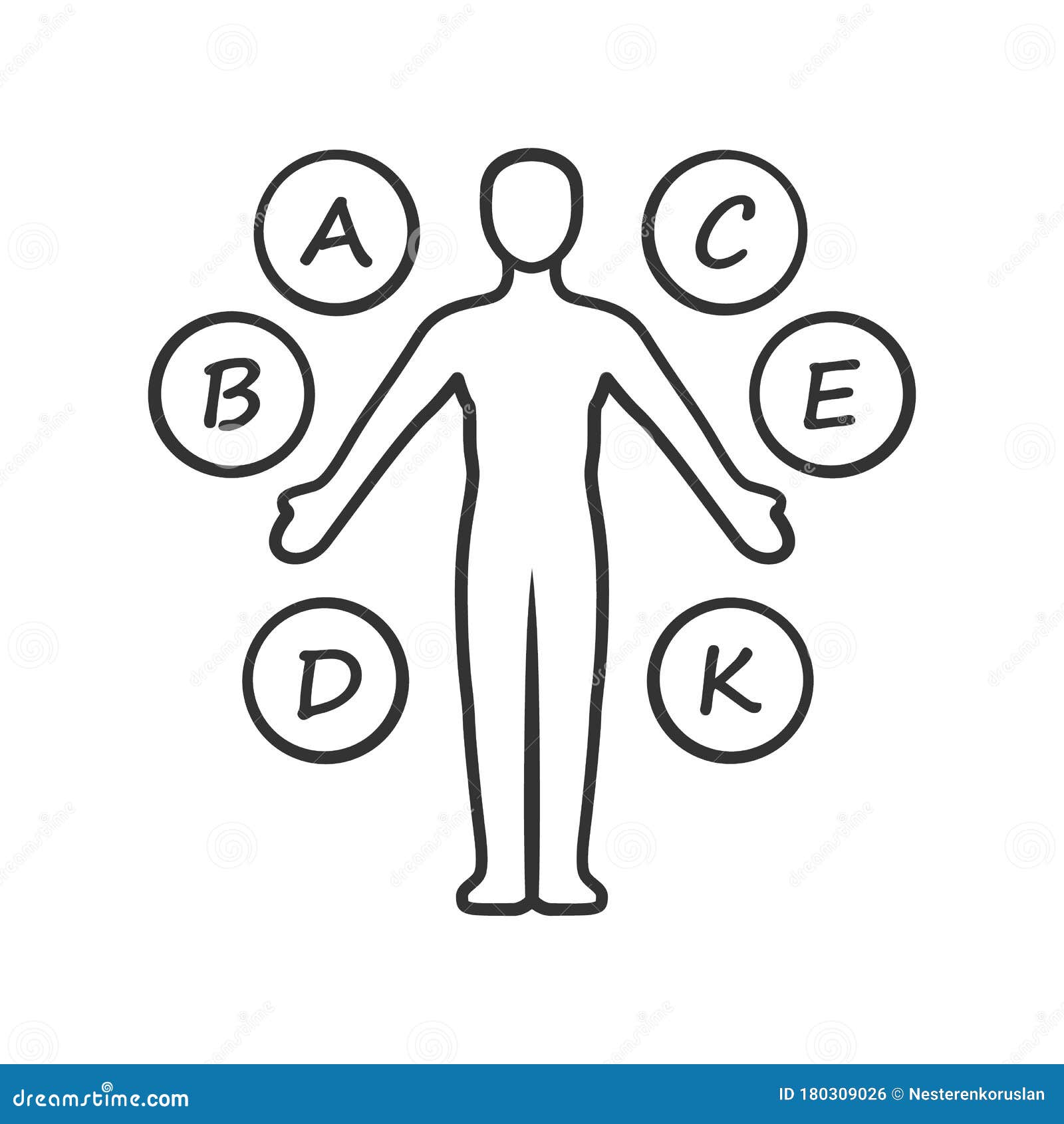 Body Vitamins Linear Icon A B C D E K Multivitamins Vital