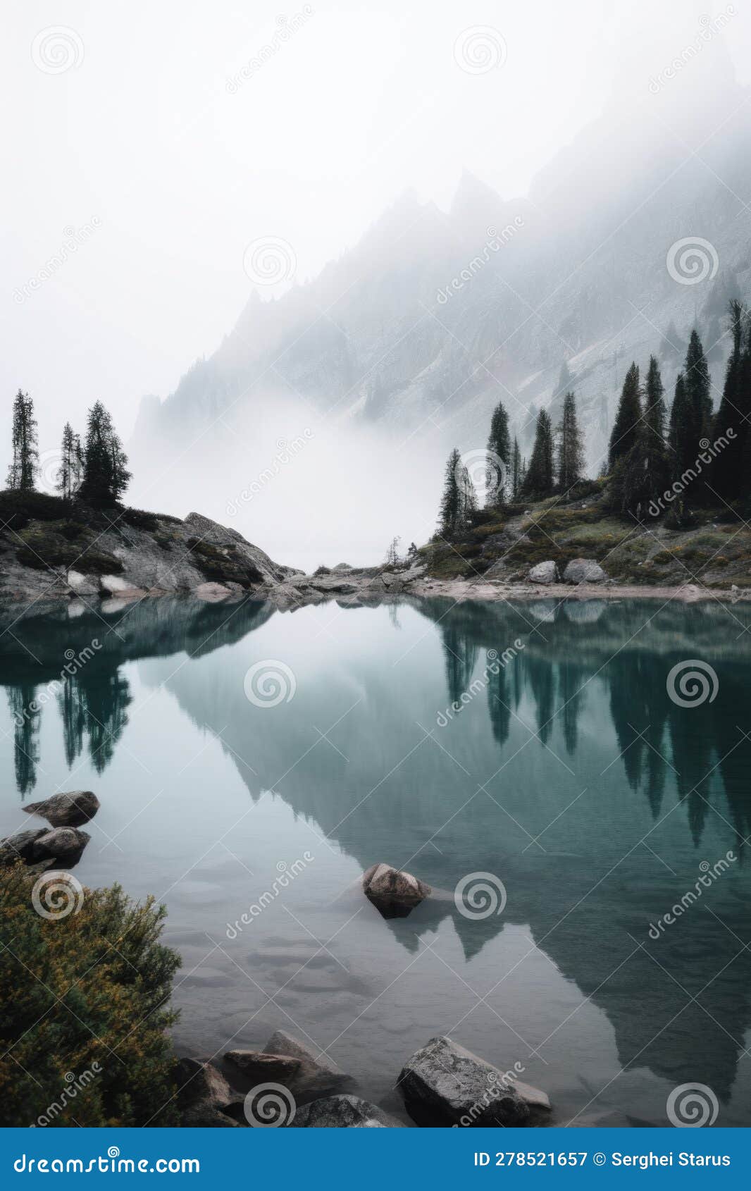 A Body of Water Surrounded by Rocks and Trees. Generative AI Image ...