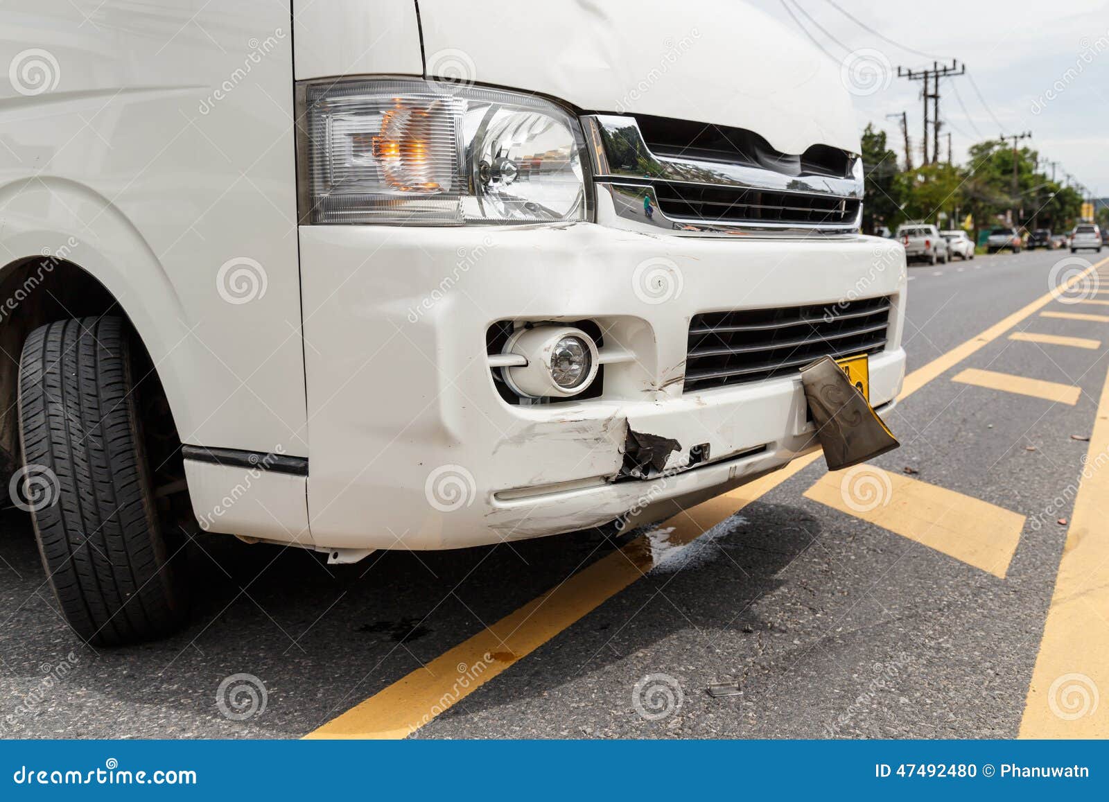 Body of White Van Get Damaged by Accident Stock Photo - Image of repair ...