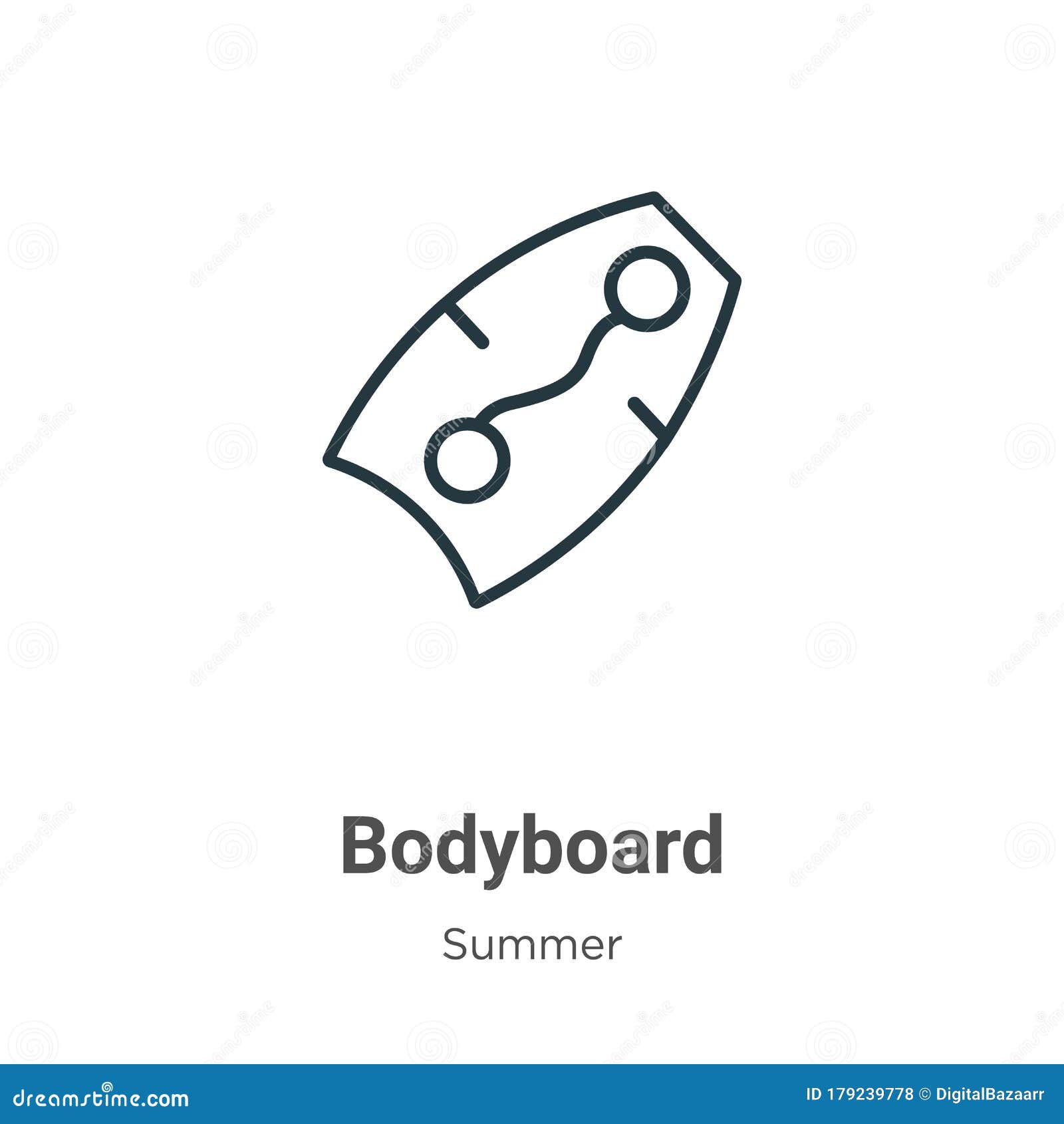 Bodyboard Outline Vector Icon. Thin Line Black Bodyboard Icon, Flat ...