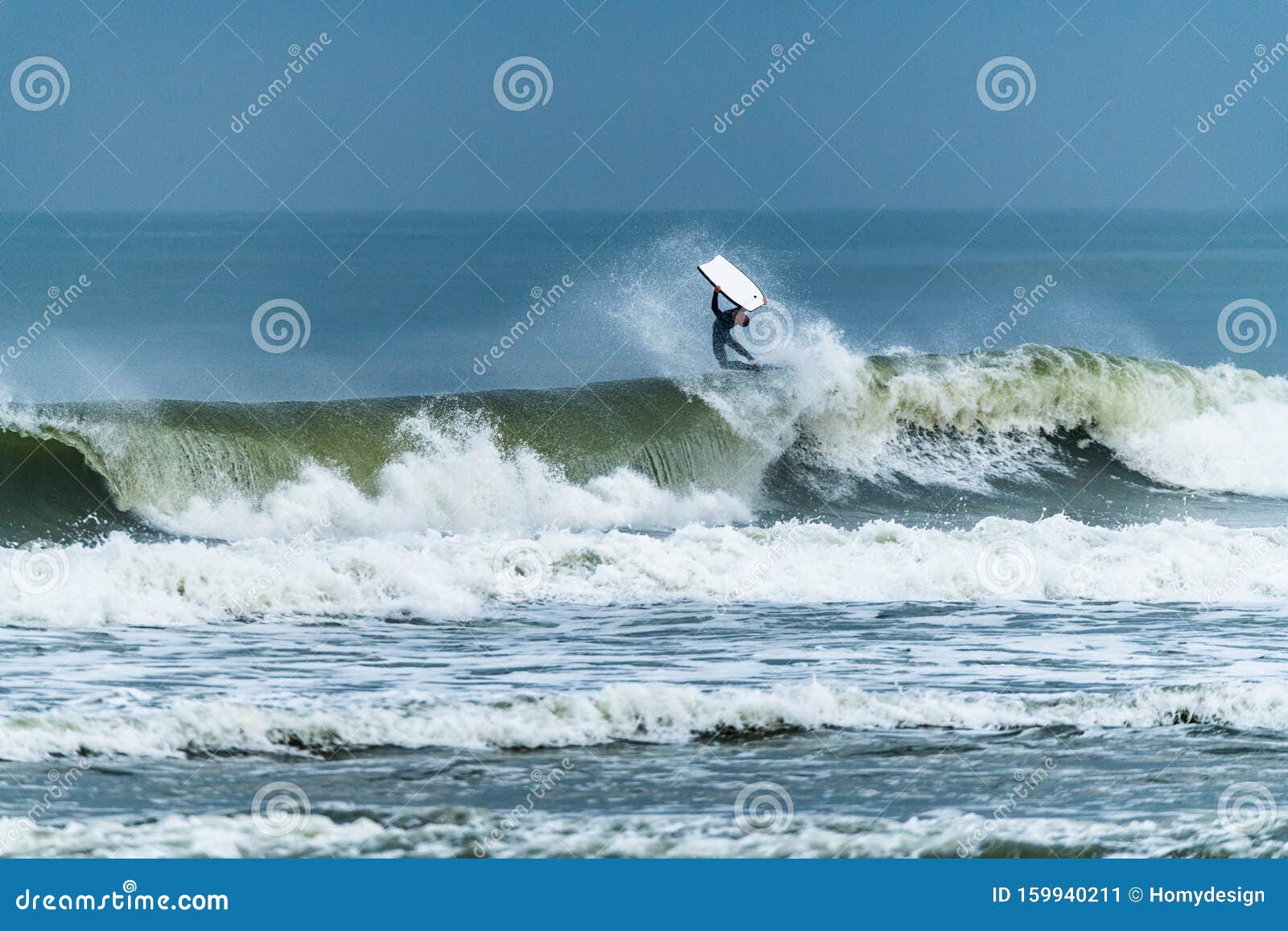 Bodyboarder Surfing Ocean Wave Stock Image - Image of bodyboard ...