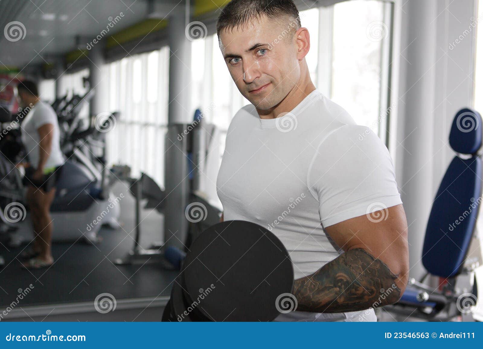 Bodybuilder stock image. Image of dumbbell, power, action - 23546563