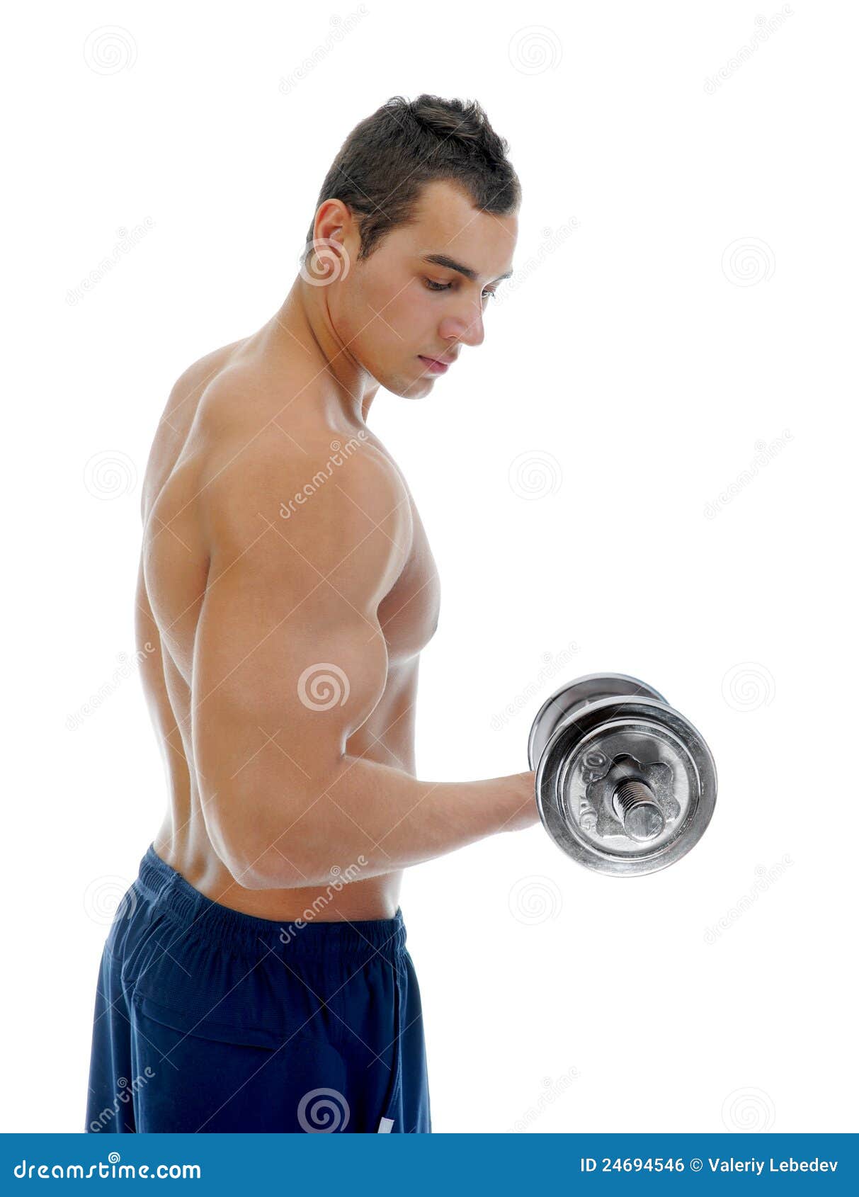 Bodybuilder Affichant Ses Muscles Photo stock - Image du beau ...