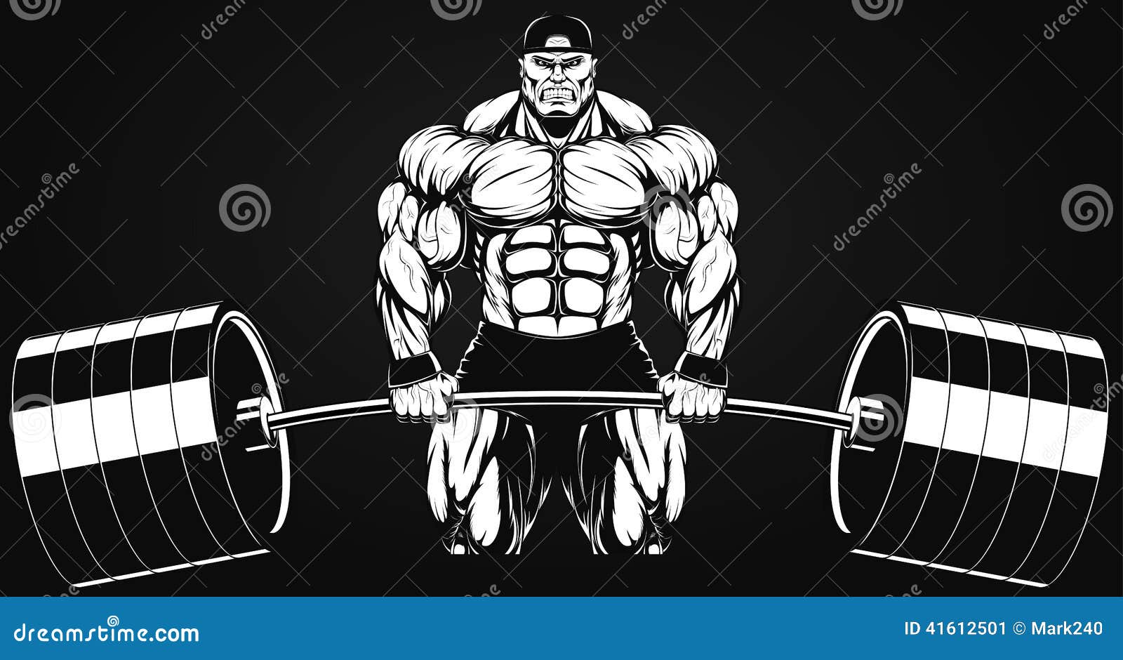 Bodybuilder with a barbell stock vector. Illustration of heavy - 41612501