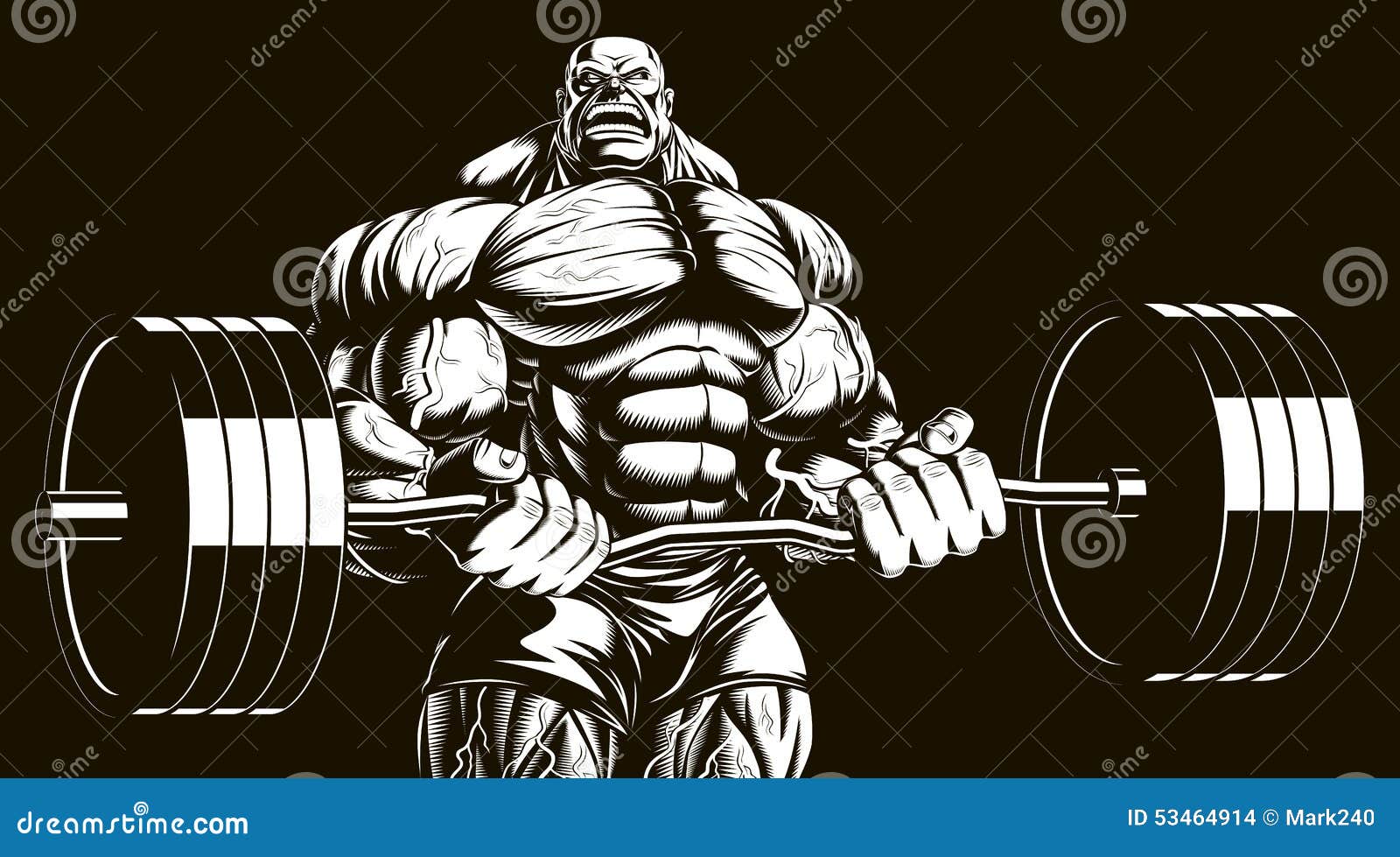 Bodybuilder Doing Exercise For Biceps, Professional Bodybuilder Sticker ...