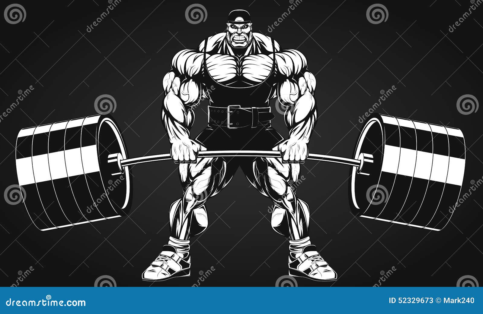 Bodybuilder With A Barbell Cartoon Vector | CartoonDealer.com #52329673