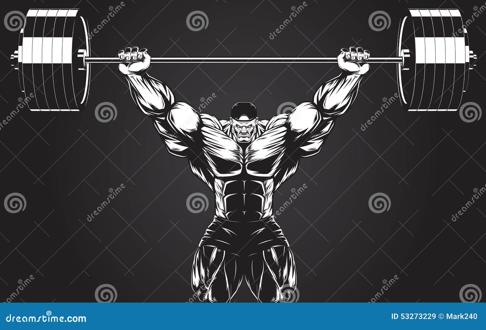 Bodybuilder with a barbell stock vector. Illustration of character ...