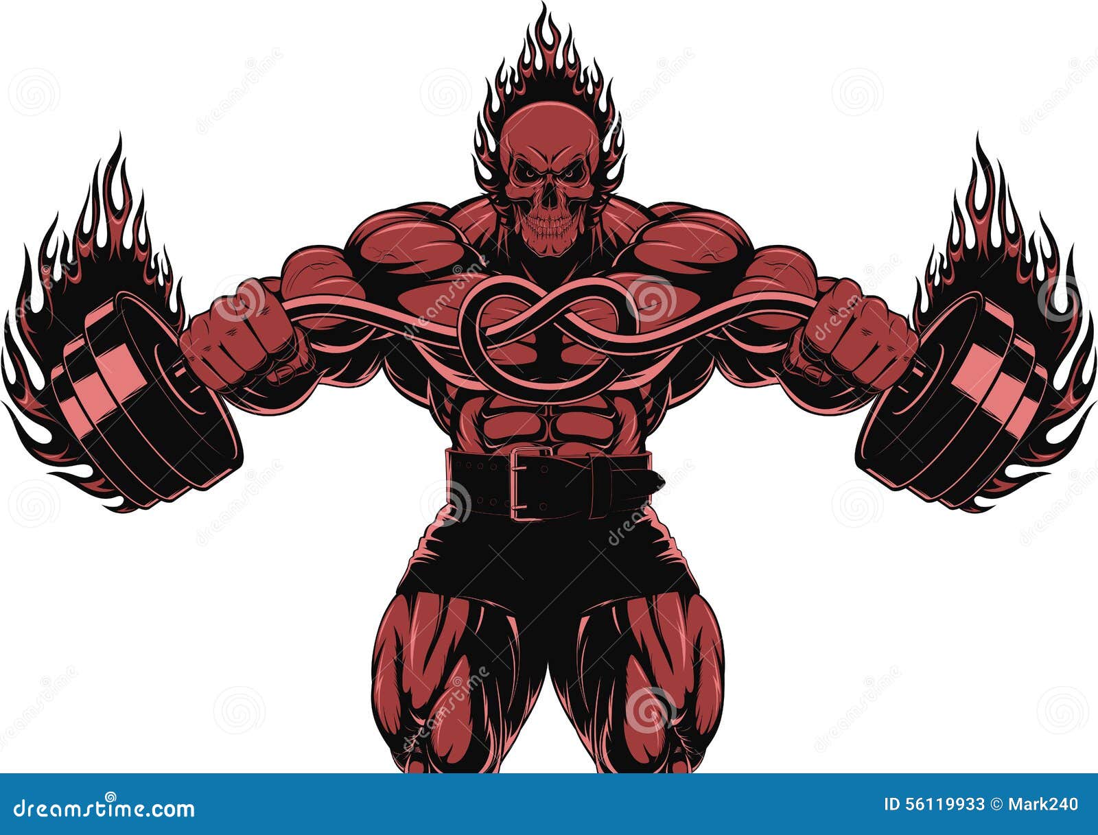 Skull With Barbell In Teeth. Design Element For Gym Logo, Label, Emblem ...