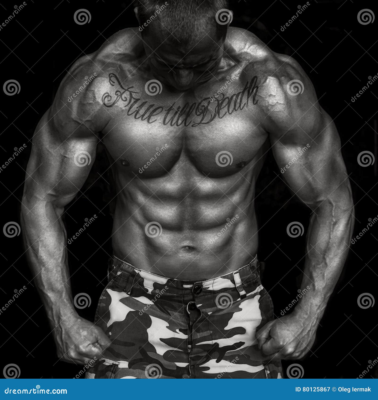 Bodybuilder Black and White Power and Strength Stock Image - Image of ...