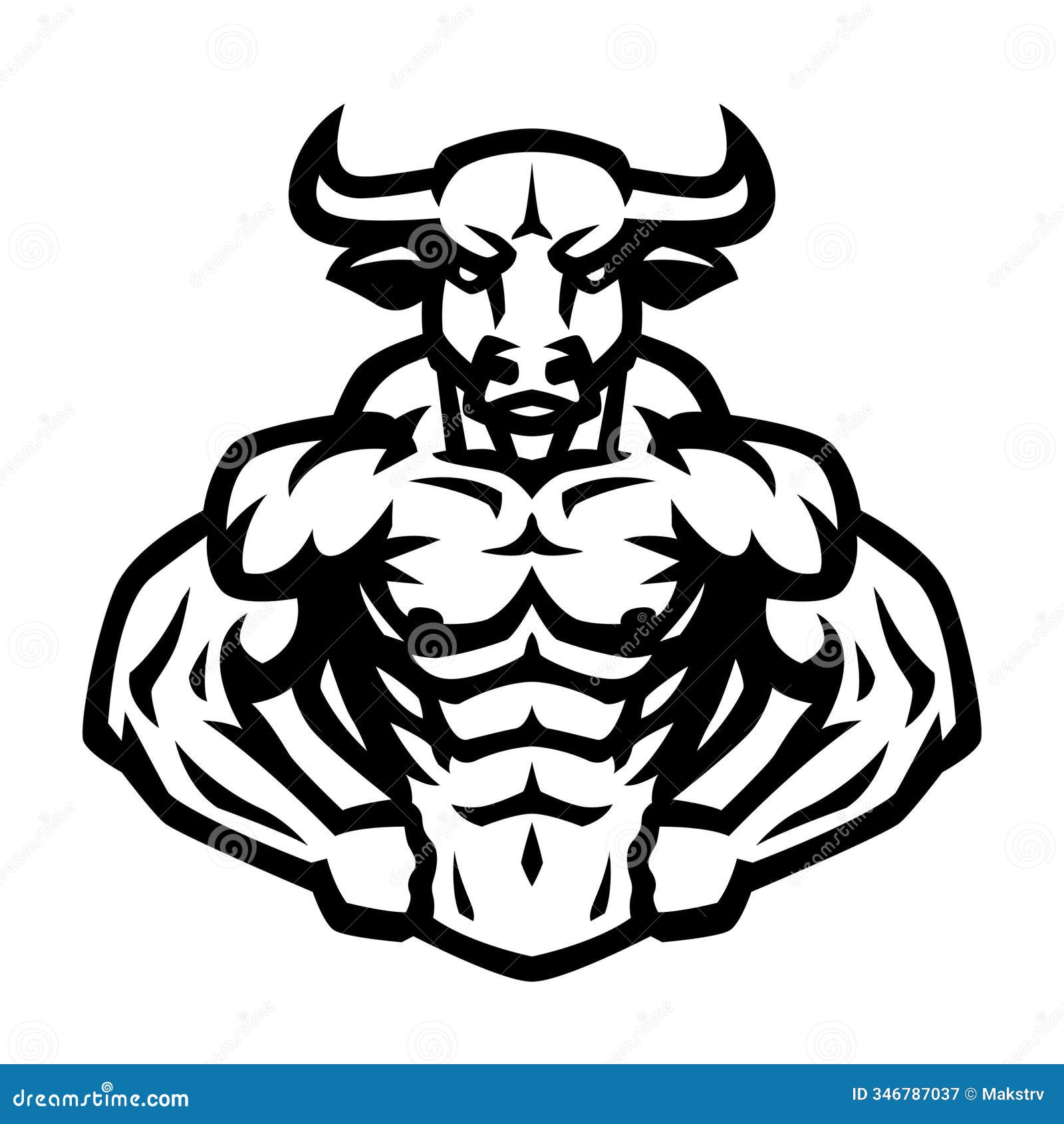 Bodybuilder with a Bull Head. Stock Illustration - Illustration of ...
