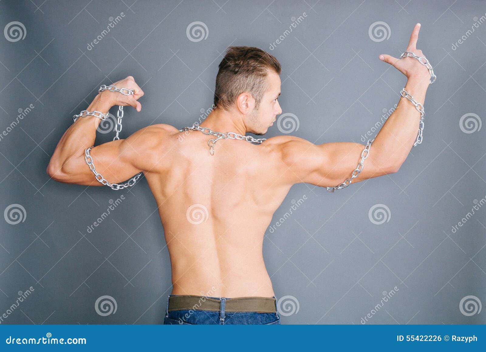 Bodybuilder in chains stock photo. Image of shirtless - 55422226