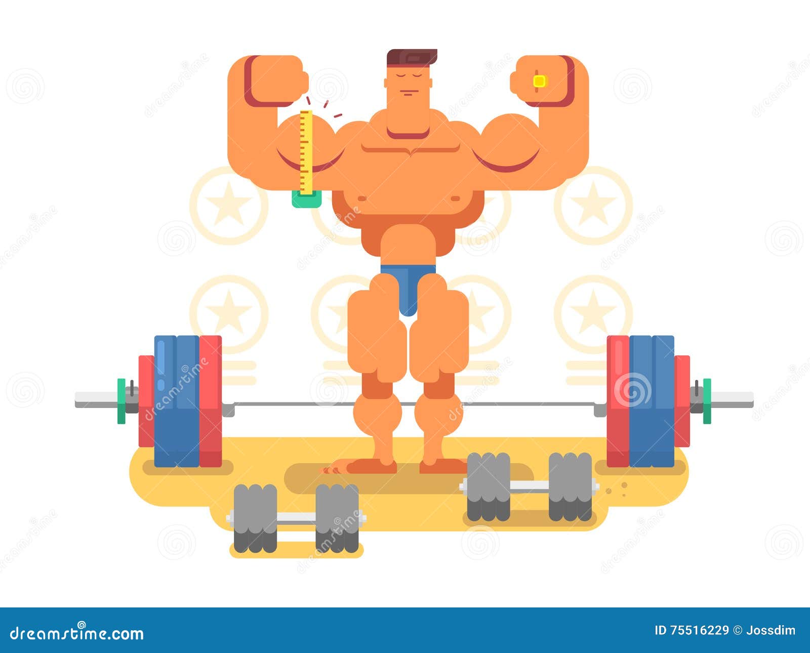 Bodybuilder character flat stock vector. Illustration of body - 75516229