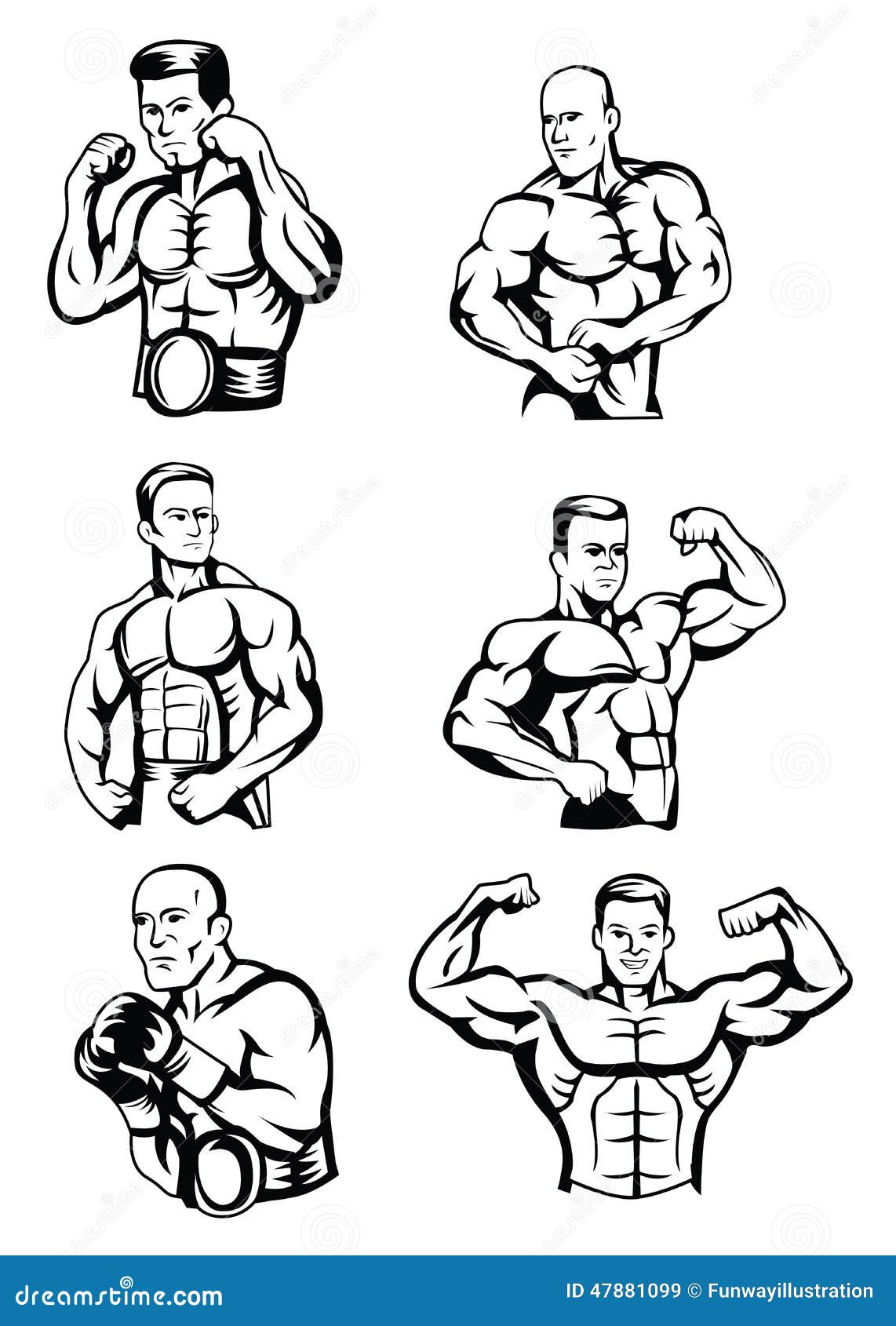 Bodybuilder Collection vektor abbildung. Illustration von vektor - 47881099