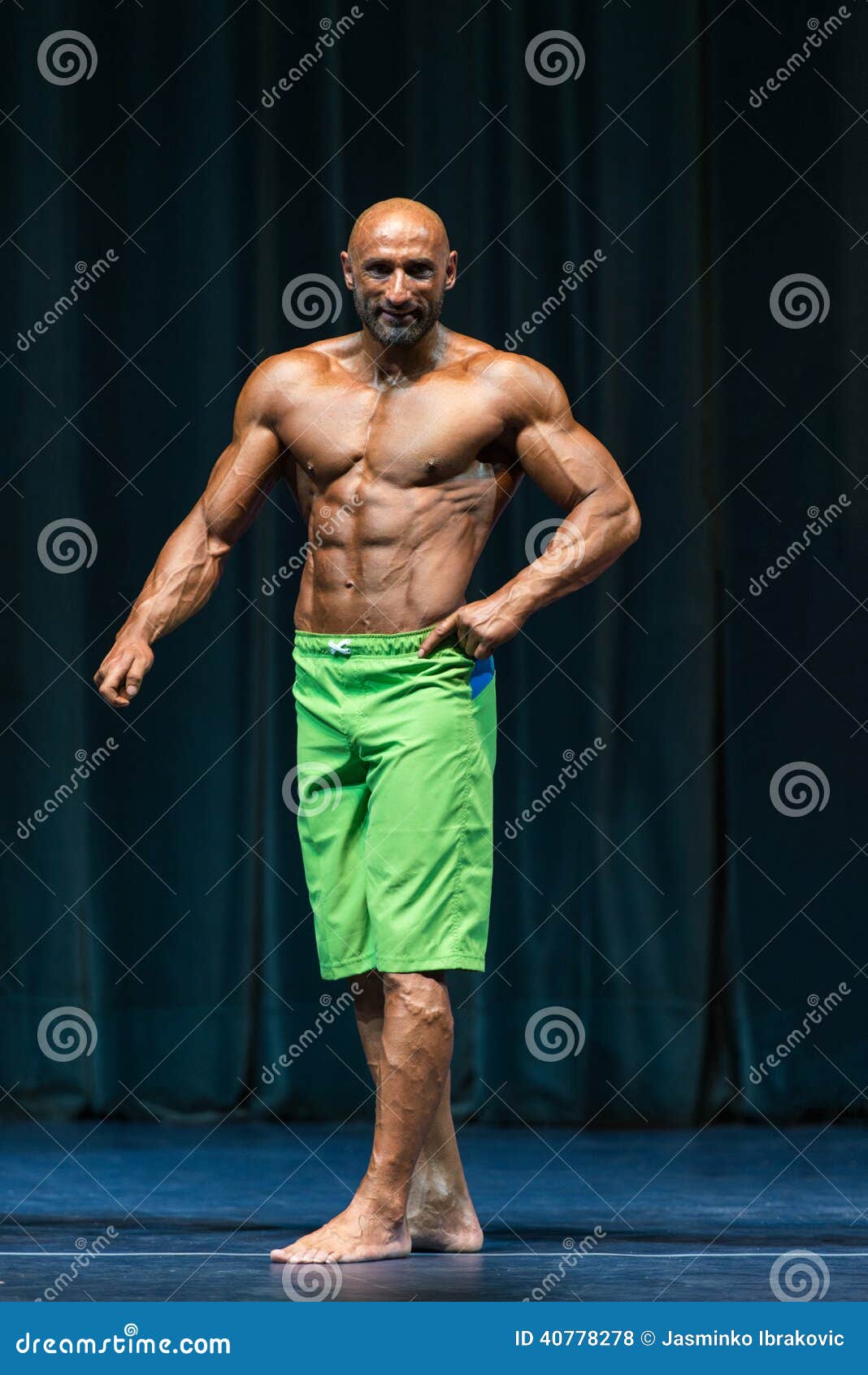 Bodybuilder on a Competition for the Win Stock Photo - Image of ...