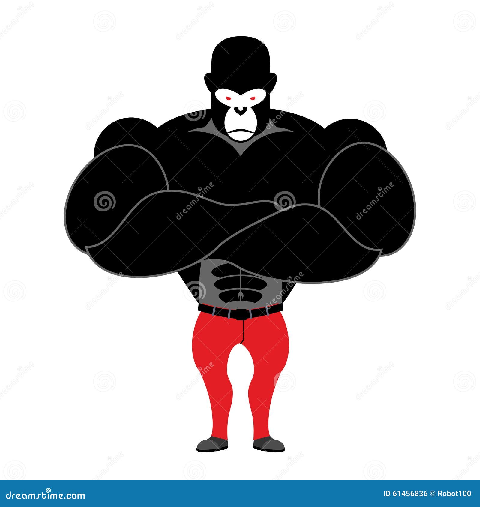 Bodybuilder De Gorille Singe Noir Fort Avec De Grands Muscles Athle ...