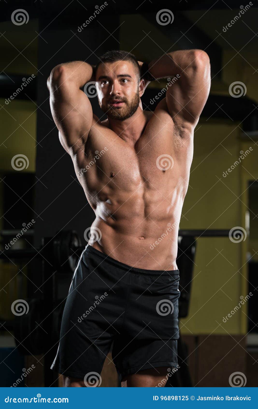 Bodybuilder, Der Muskeln Biegt Stockbild - Bild von turnhalle, bizeps ...