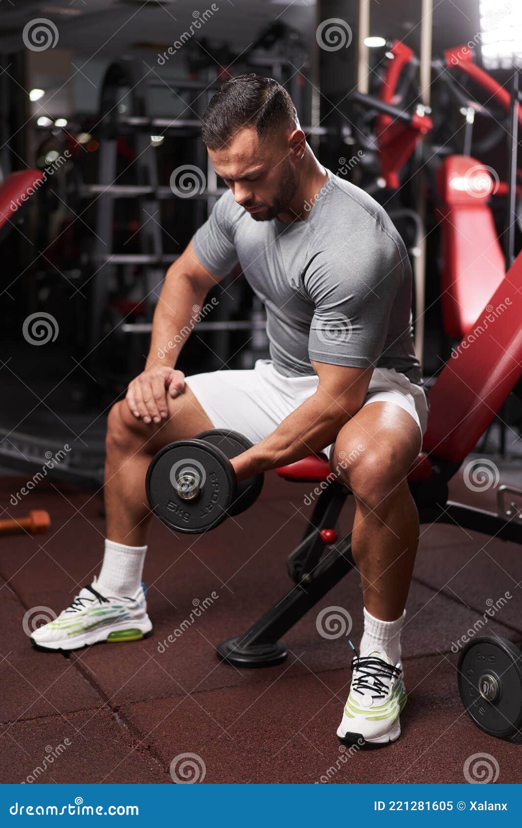 Bodybuilder Doing Biceps Workout Stock Image - Image of bodybuilding ...
