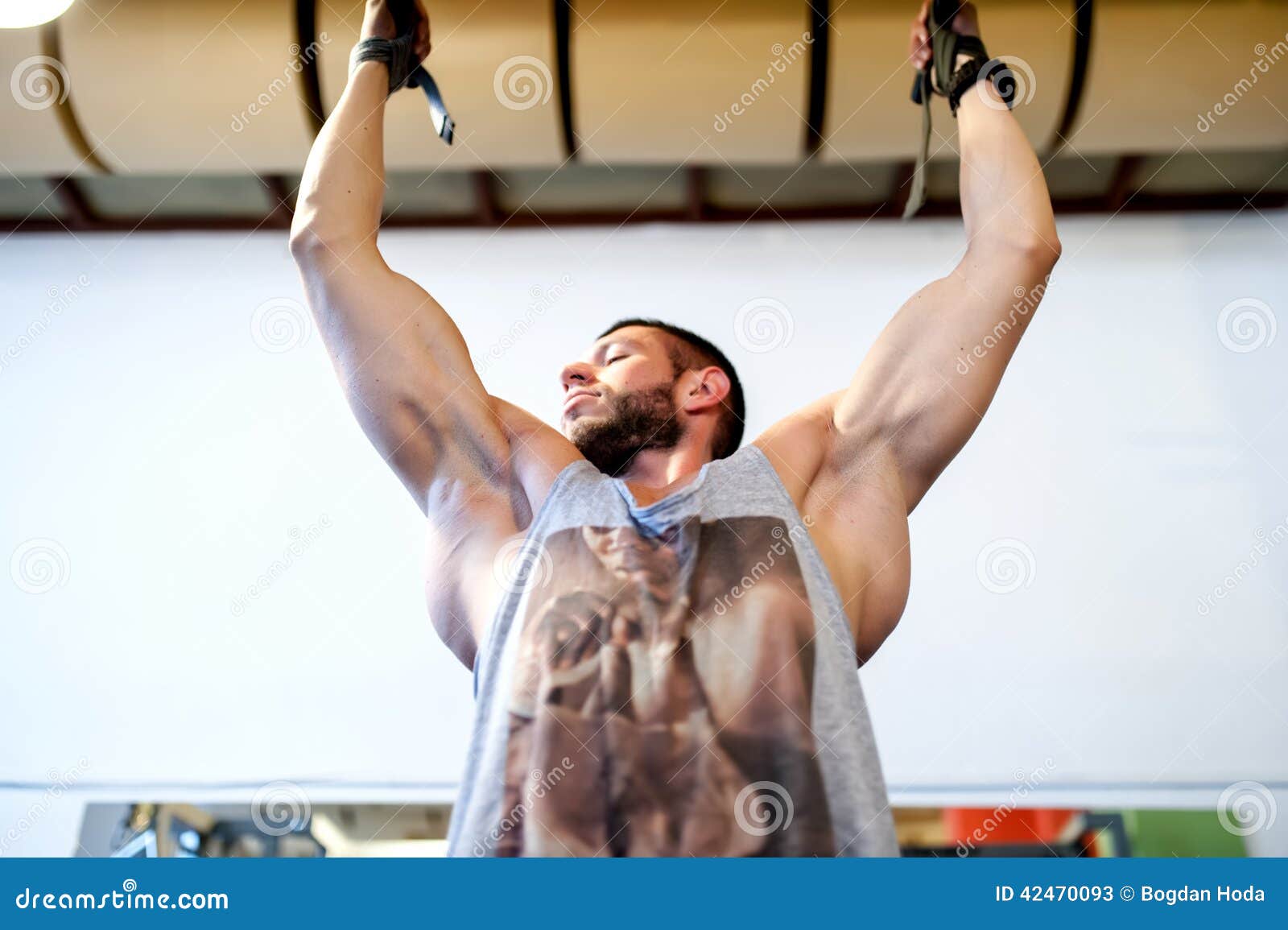 Bodybuilder Doing Chin Ups, Working Out Stock Image - Image of push ...