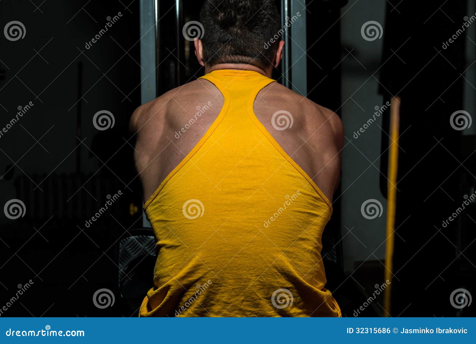 Bodybuilder Doing Exercise for Back in Gym Stock Photo - Image of ...