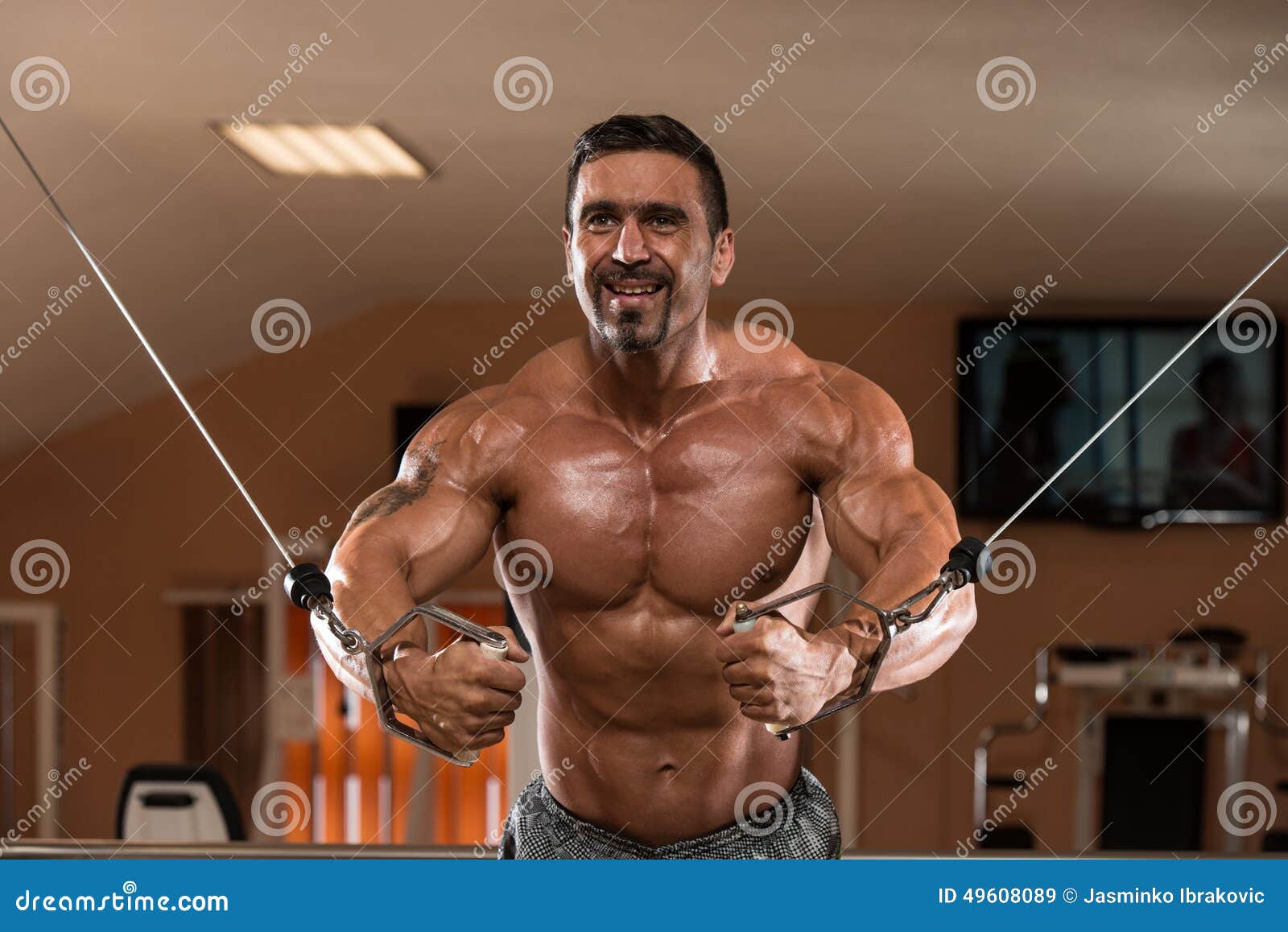 Bodybuilder Doing Exercise for Chest Stock Image - Image of building ...
