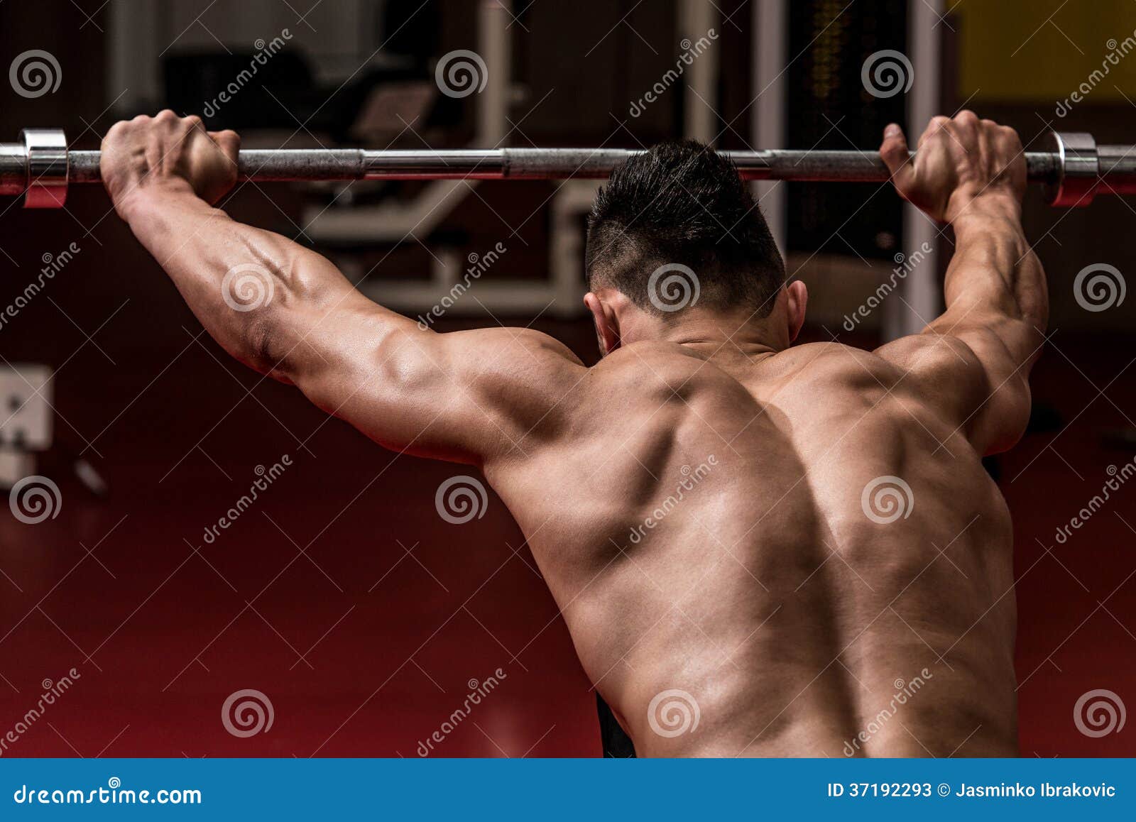 Bodybuilder Doing Heavy Weight Exercise for Shoulders Stock Image ...