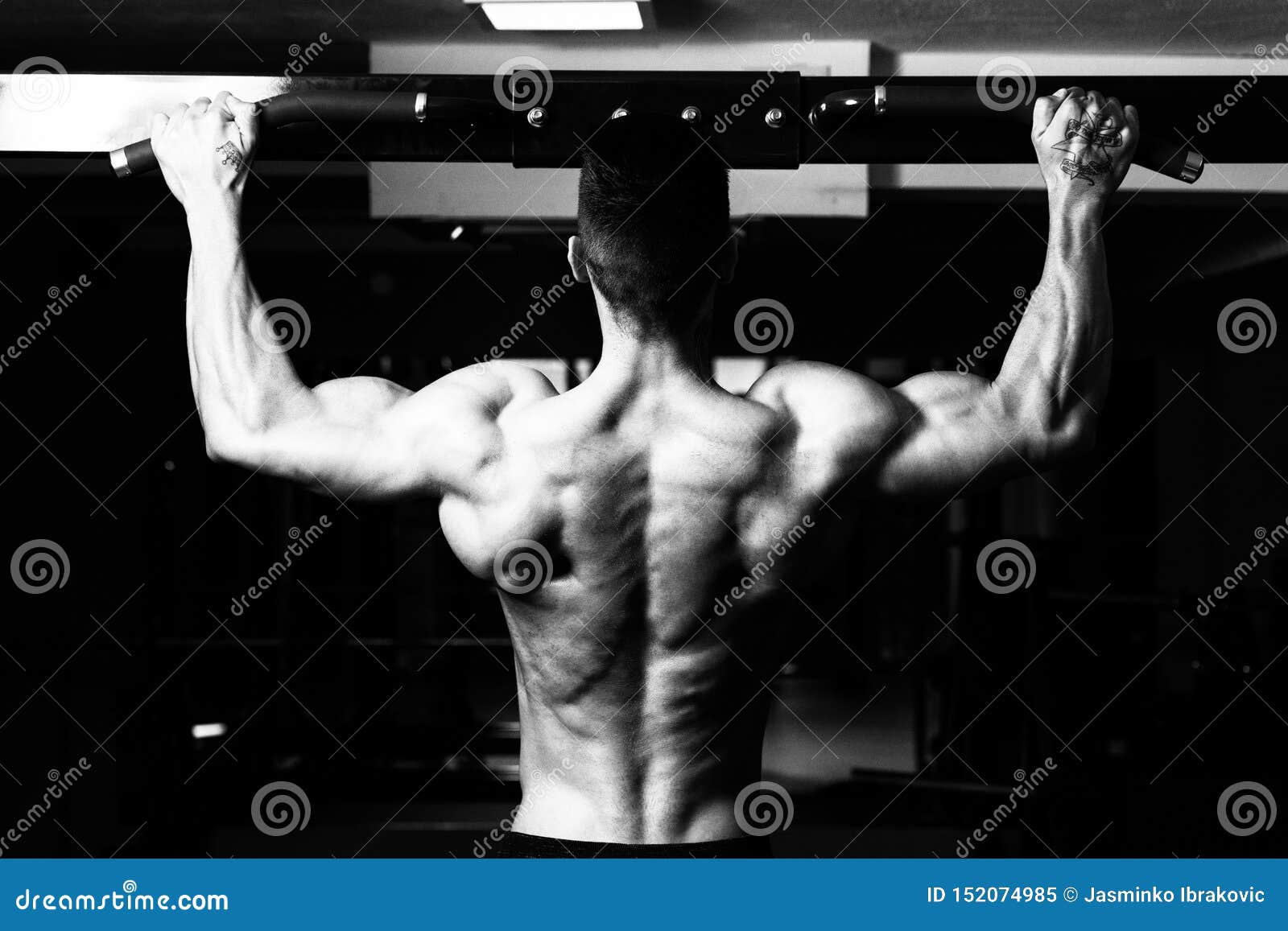 Male Athlete Doing Pull Ups Stock Image - Image of muscular ...