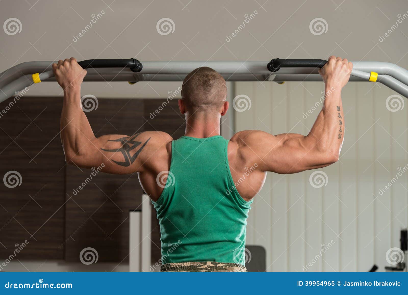 Bodybuilder Doing Pull Ups Best Back Exercises Stock Image - Image of ...