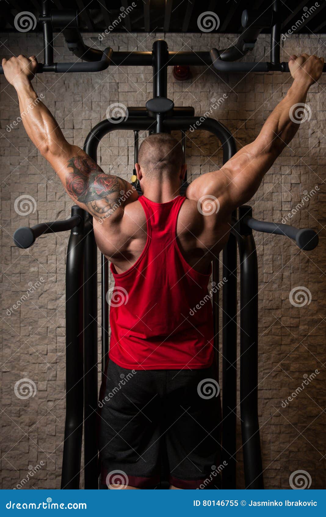 Bodybuilder Doing Pull Ups Best Back Exercises Stock Image - Image of ...