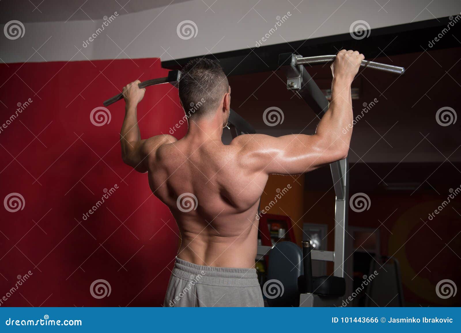 Bodybuilder Doing Pull Ups Best Back Exercises Stock Photo - Image of ...