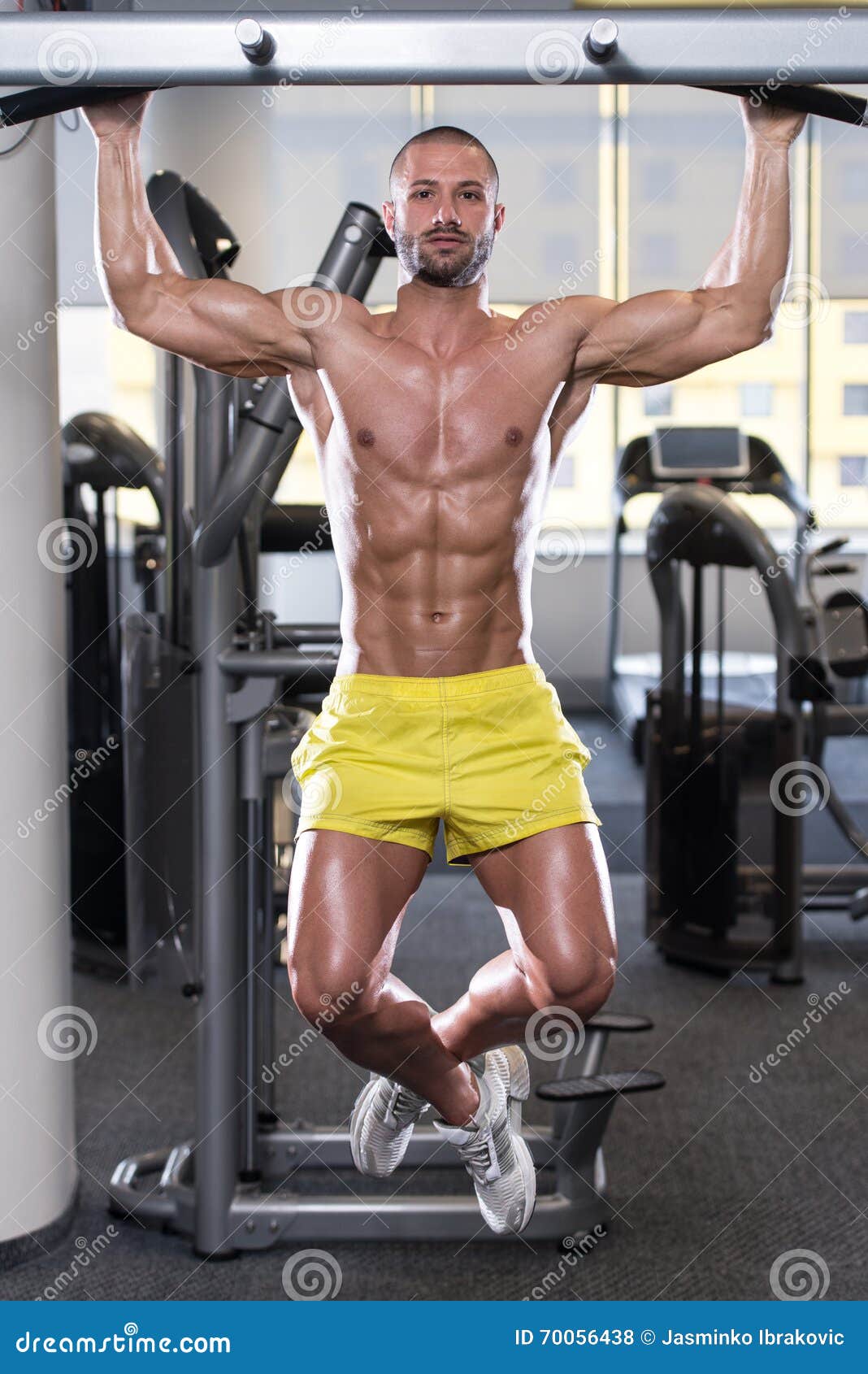 Bodybuilder Doing Pull Ups Best Back Exercises Stock Photo - Image of ...