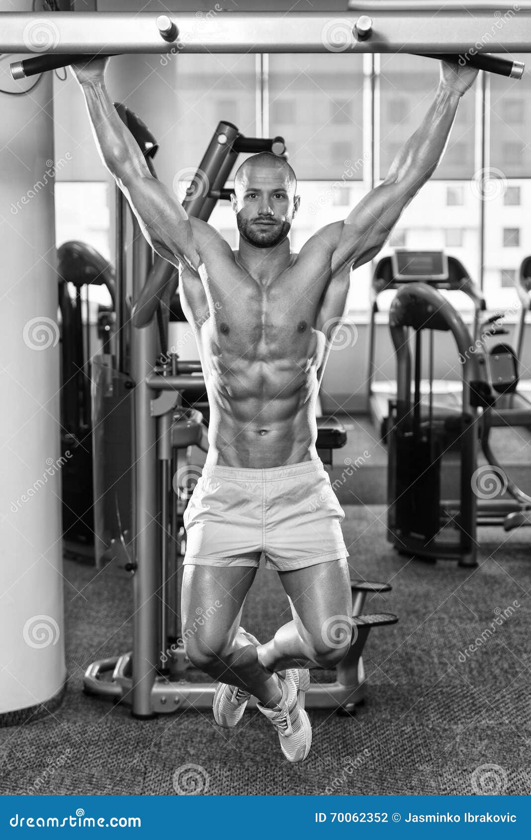Bodybuilder Doing Pull Ups Best Back Exercises Stock Photo - Image of ...