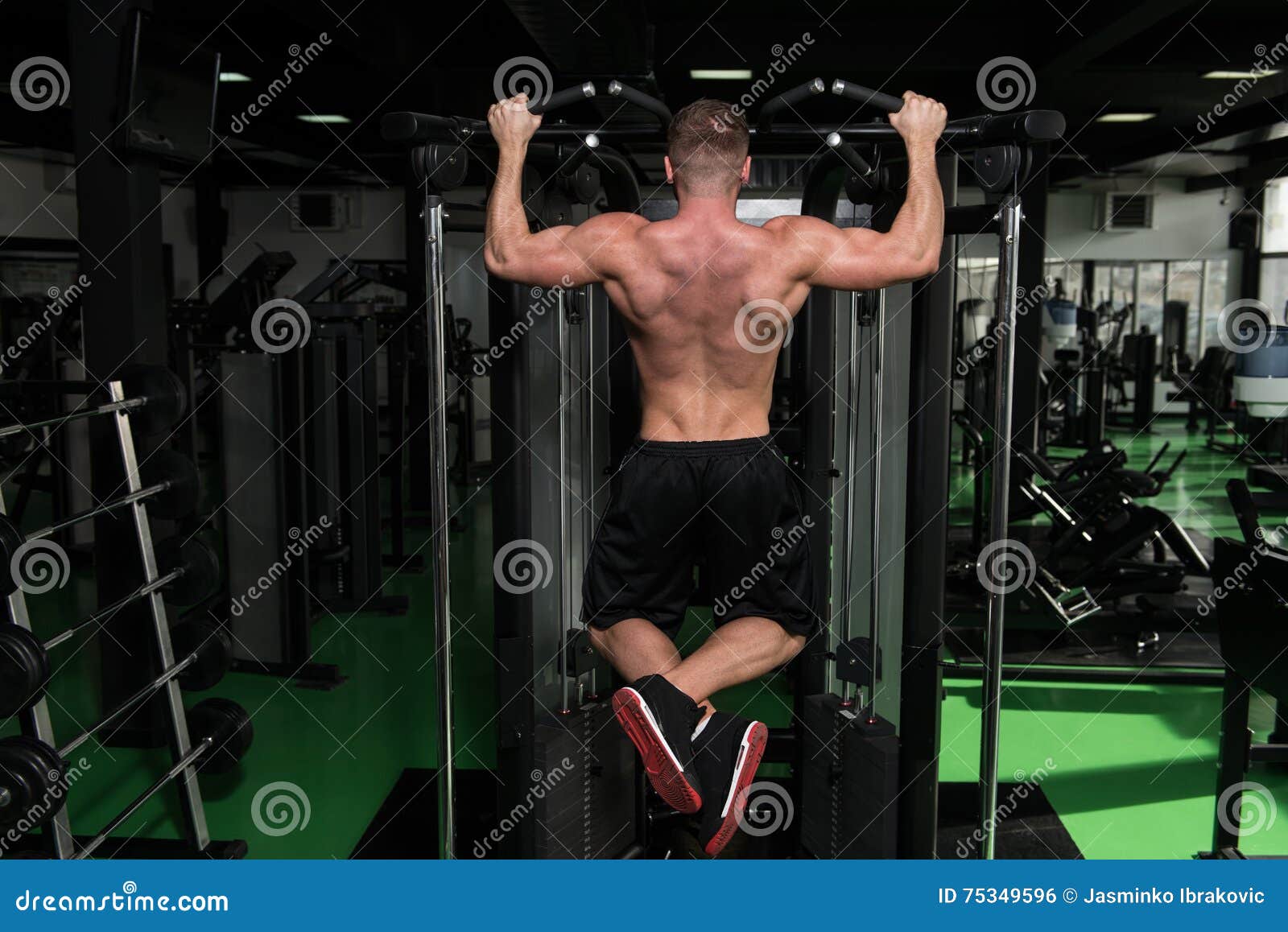 Bodybuilder Doing Pull Ups Best Back Exercises Stock Photo - Image of ...