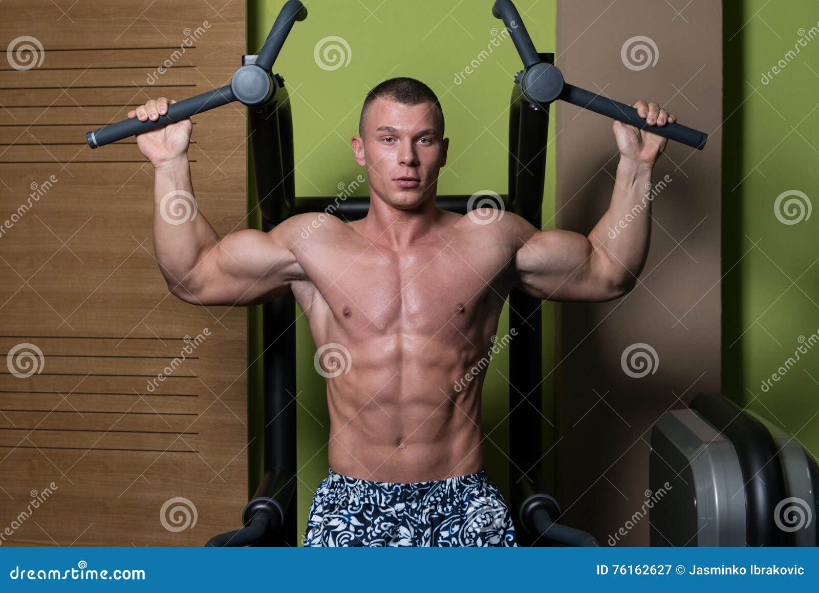 Bodybuilder Doing Pull Ups Best Back Exercises Stock Image - Image of ...
