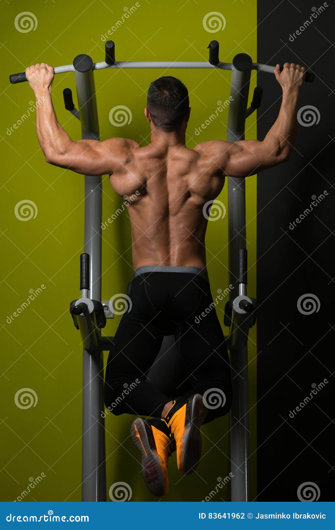 Bodybuilder Doing Pull Ups Best Back Exercises Stock Photo - Image of ...