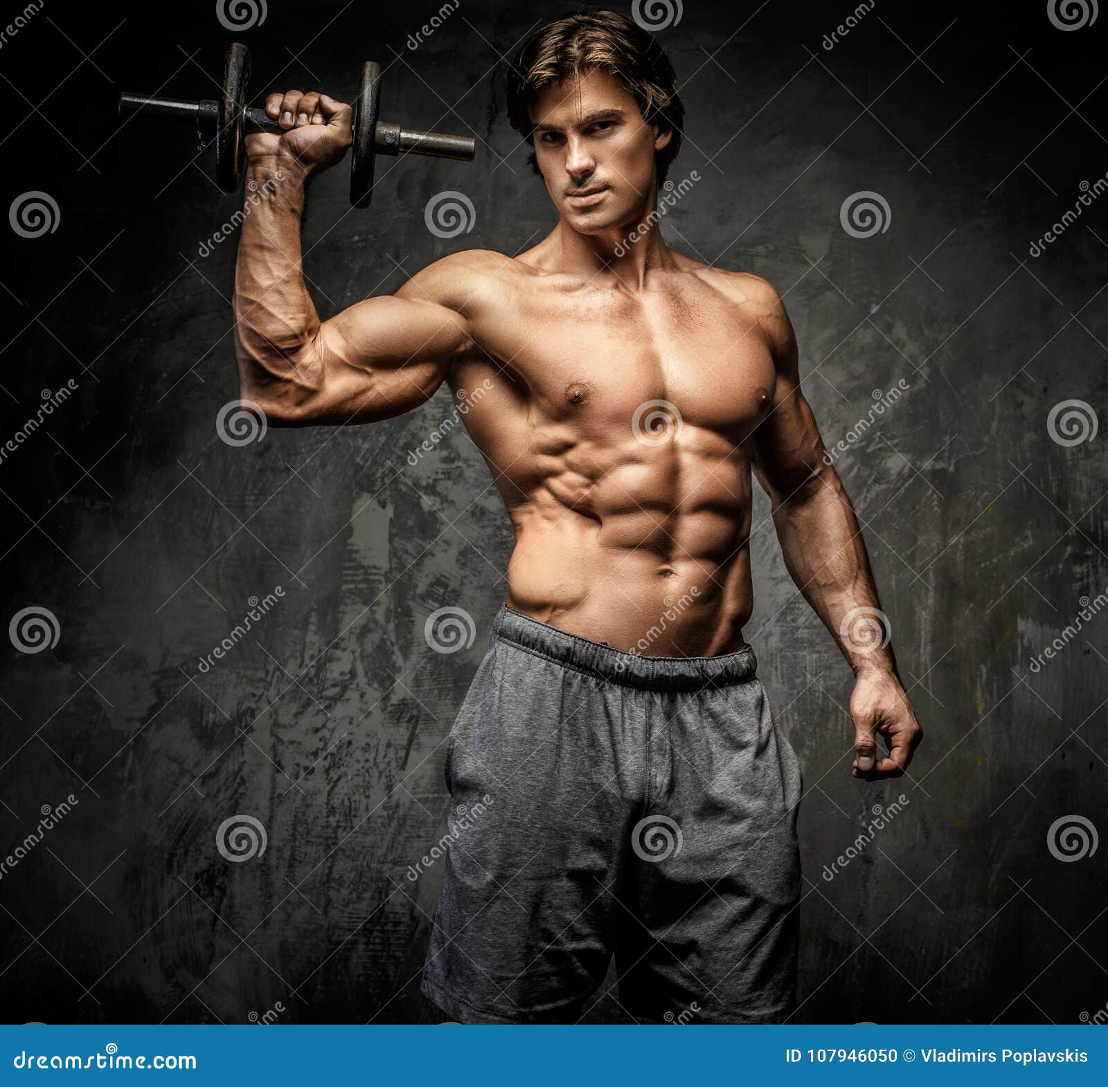 Bodybuilder Doing Shoulders Exercises. Stock Photo - Image of person ...