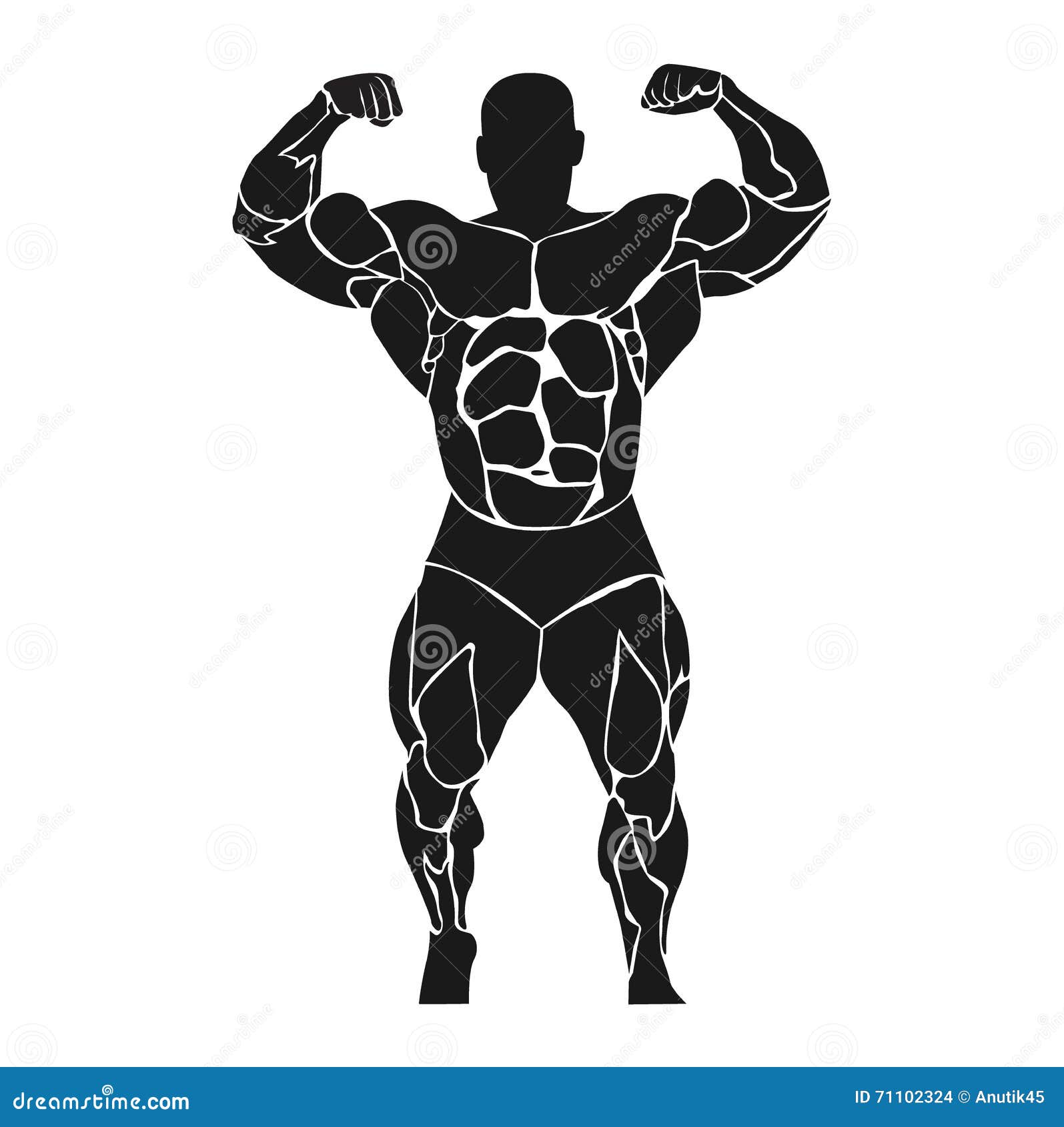 Bodybuilder, Double Biceps, Athlete, Icon, Vector Illustration Stock ...