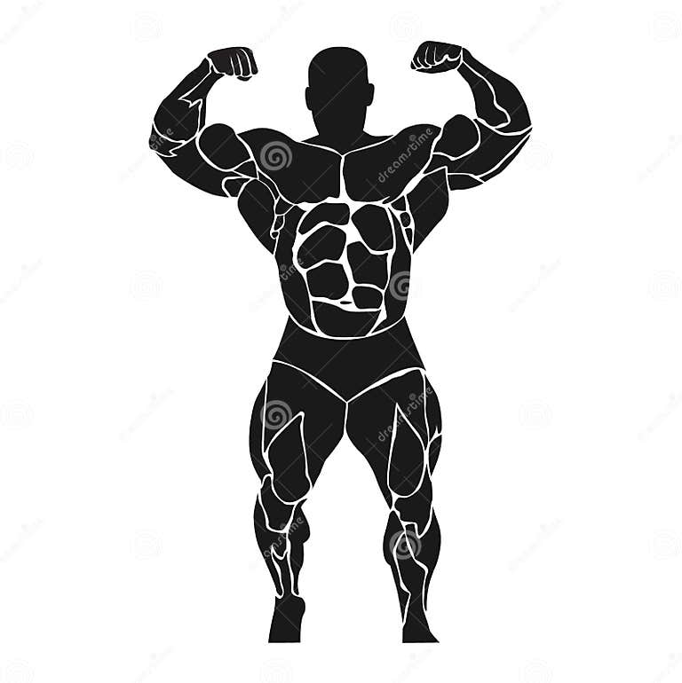 Bodybuilder, Double Biceps, Athlete, Icon, Vector Illustration Stock ...