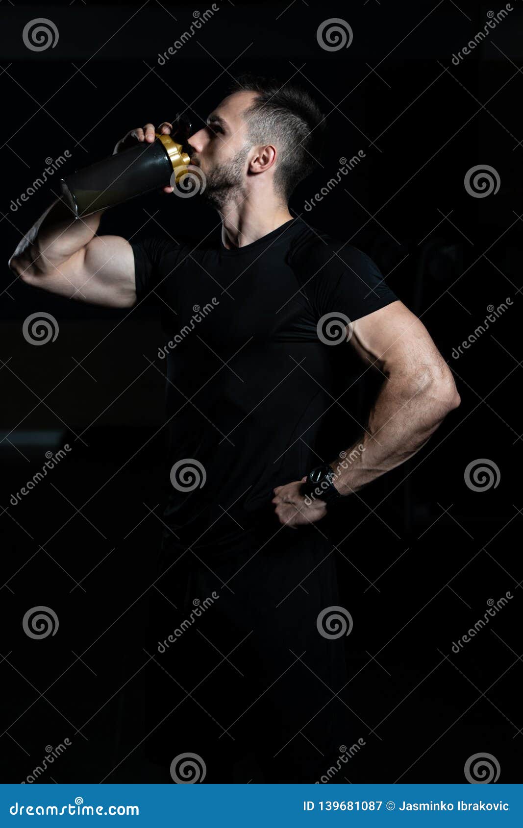 Bodybuilder Drinking Water from Shaker Stock Image - Image of healthy ...
