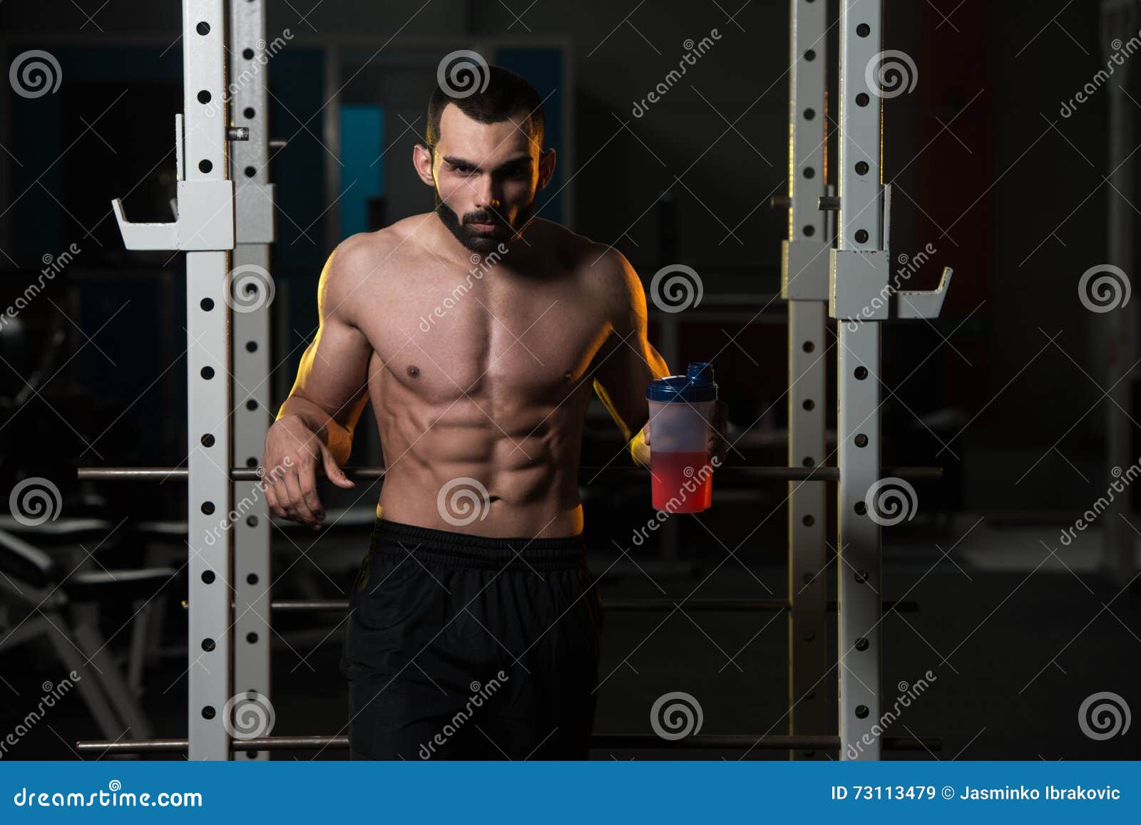 Bodybuilder Drinking Water from Shaker Stock Image - Image of body ...