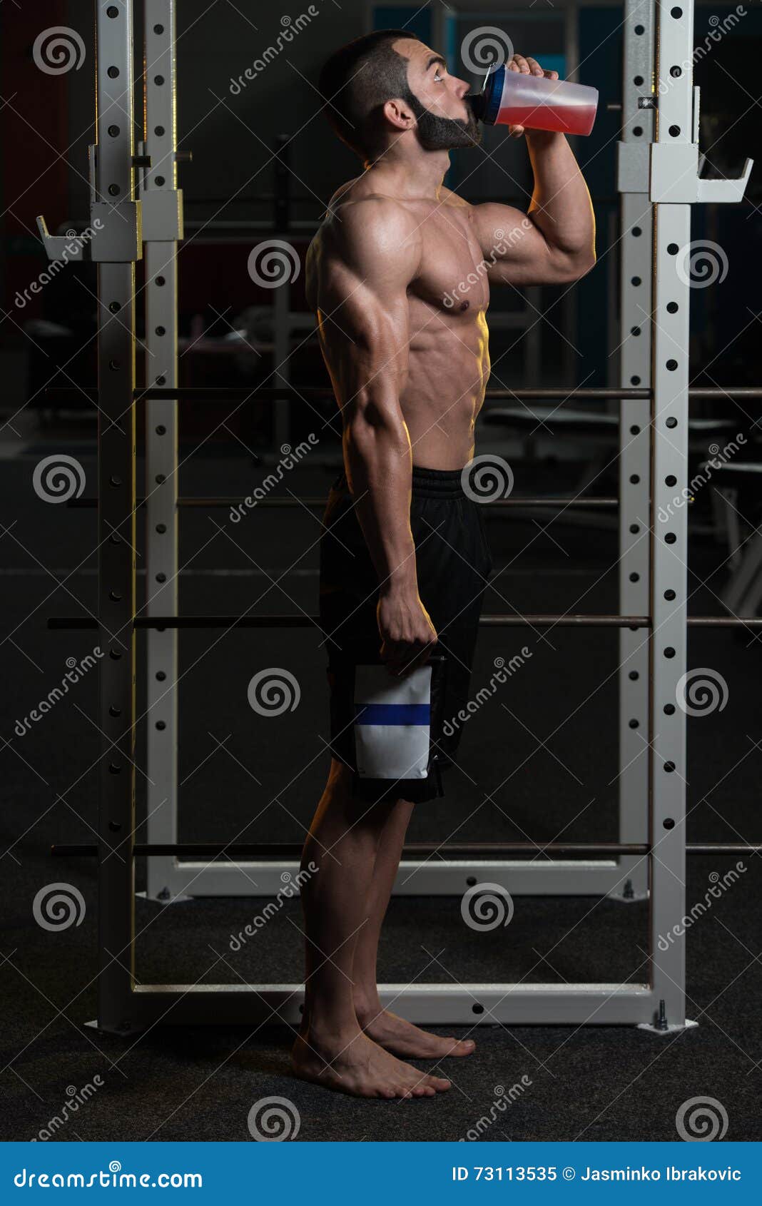 Bodybuilder Drinking Water from Shaker Stock Image - Image of muscle ...
