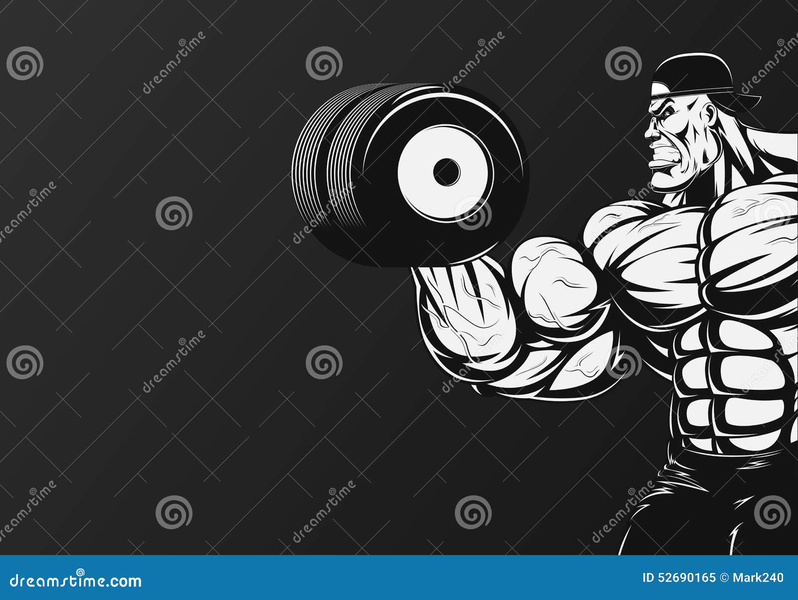 Bodybuilder Doing Exercise For Biceps, Professional Bodybuilder Sticker ...