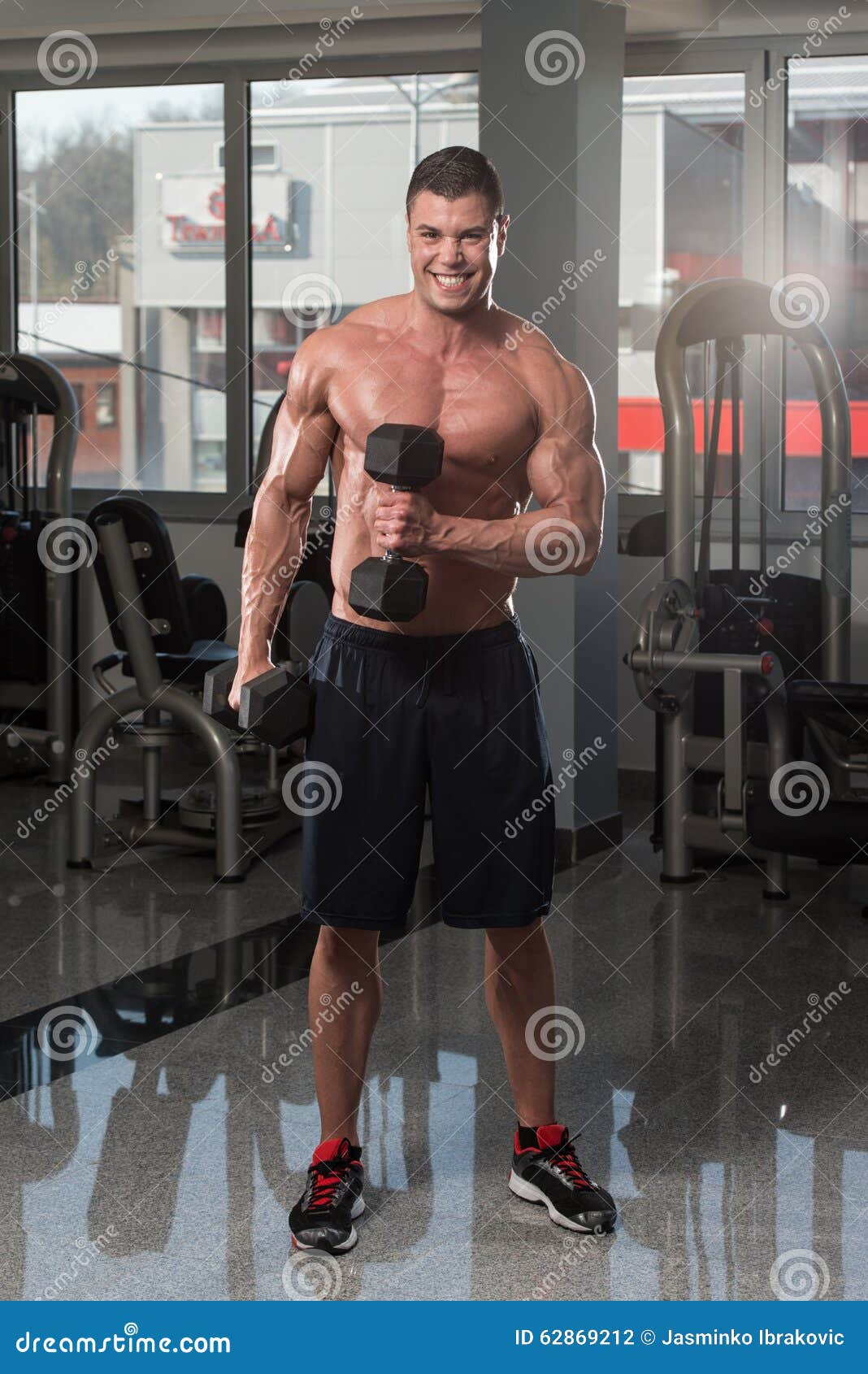 Bodybuilder Exercise with Dumbbells Stock Photo - Image of diet ...