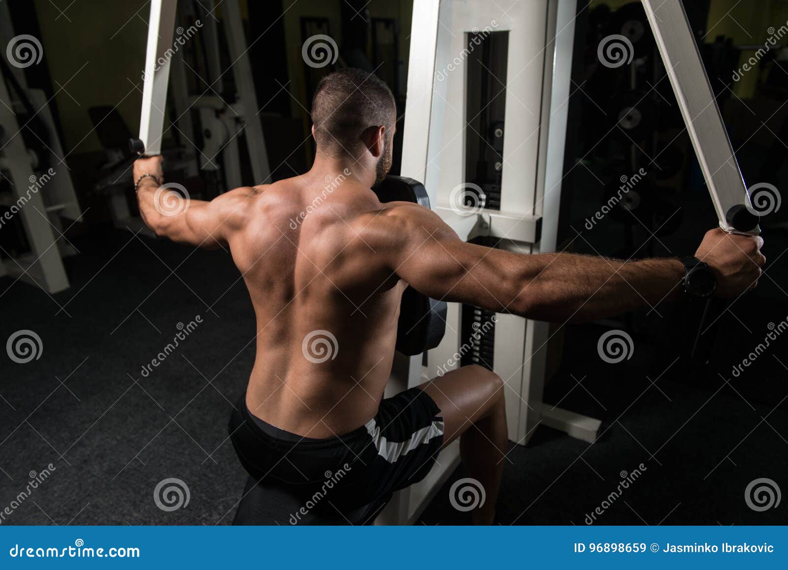 Bodybuilder Exercising Back in Gym Stock Image - Image of adult, chest ...