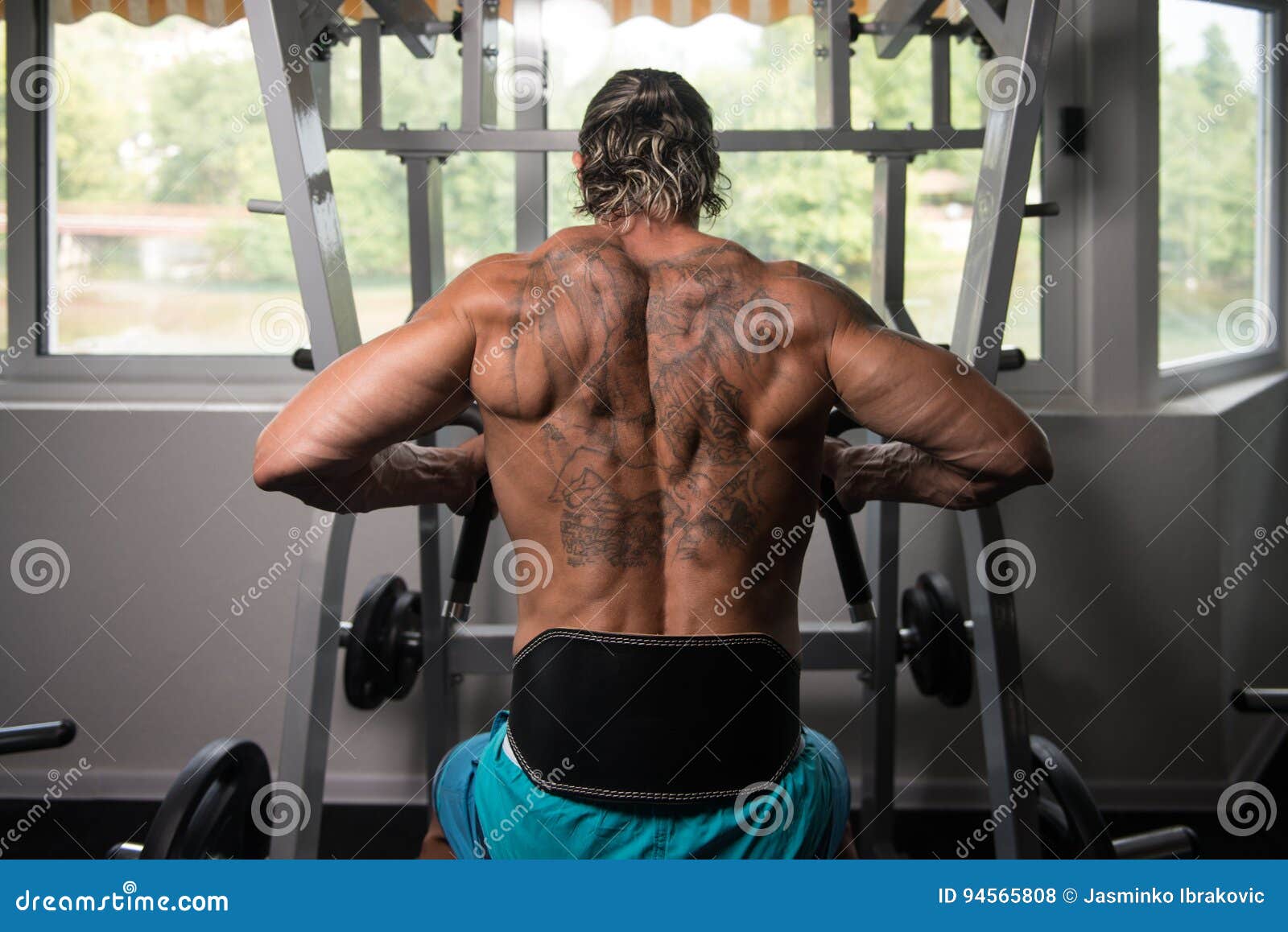 Bodybuilder Exercising Back in Gym Stock Photo - Image of healthy ...