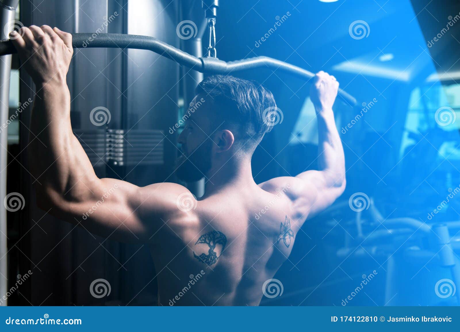 Bodybuilder Exercising Back in Gym Stock Photo - Image of healthy ...